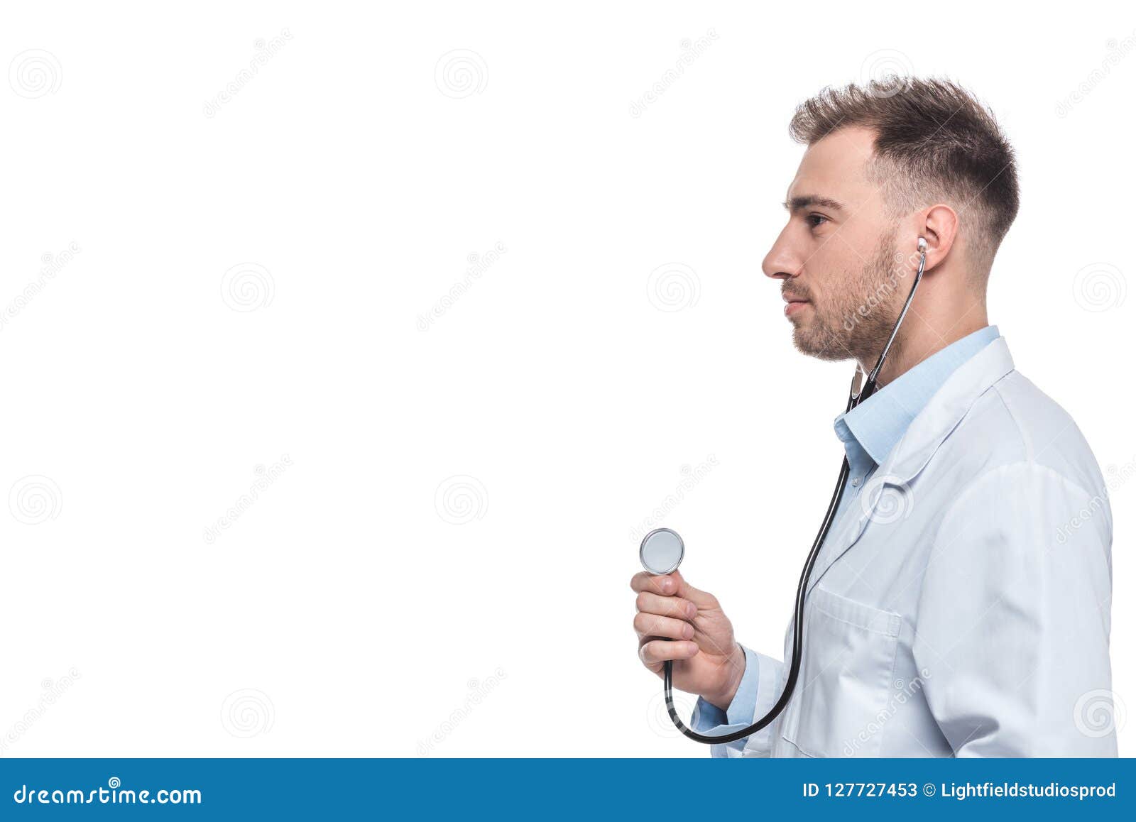 Side View Of Male Doctor With Stethoscope Stock Image - Image of people ...