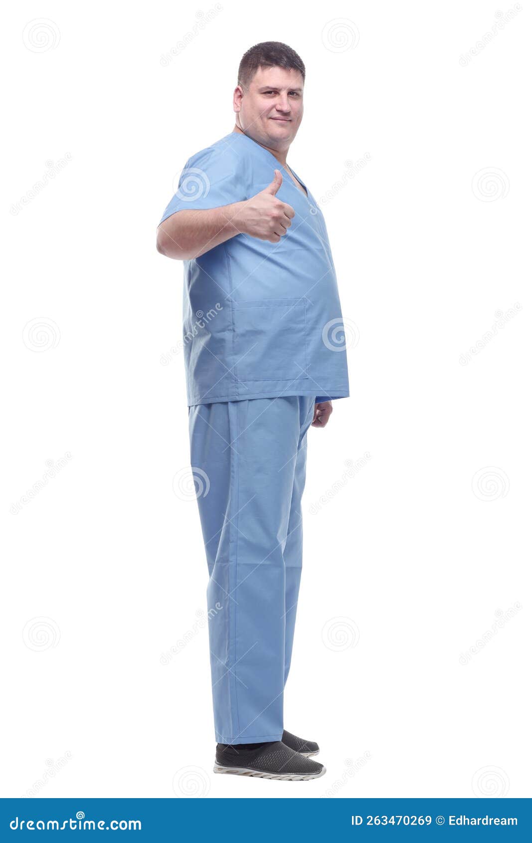 Side View. a Male Medic in a Blue Uniform Stock Image - Image of ...