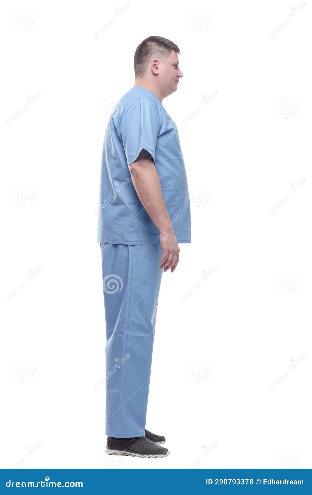 Side View. a Male Medic in a Blue Uniform Stock Photo - Image of view ...