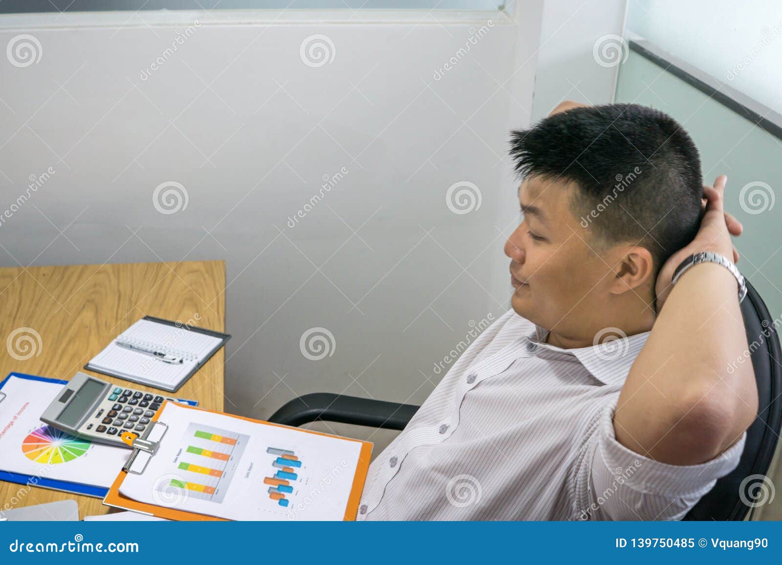 Male Office Worker Relaxing at Office Stock Image - Image of career ...