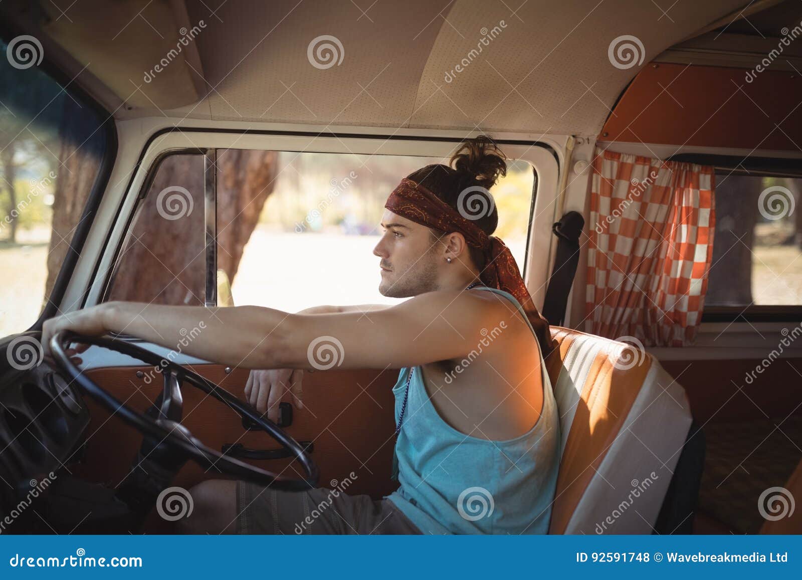 Side View of Man Driving Van Stock Photo - Image of caucasian ...