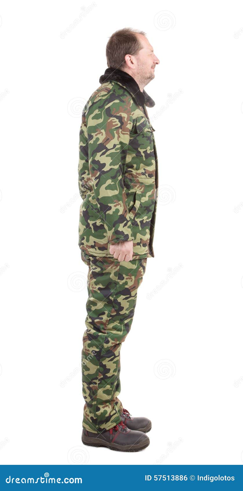 Side View of Man in Military Suit. Stock Photo - Image of apparel ...