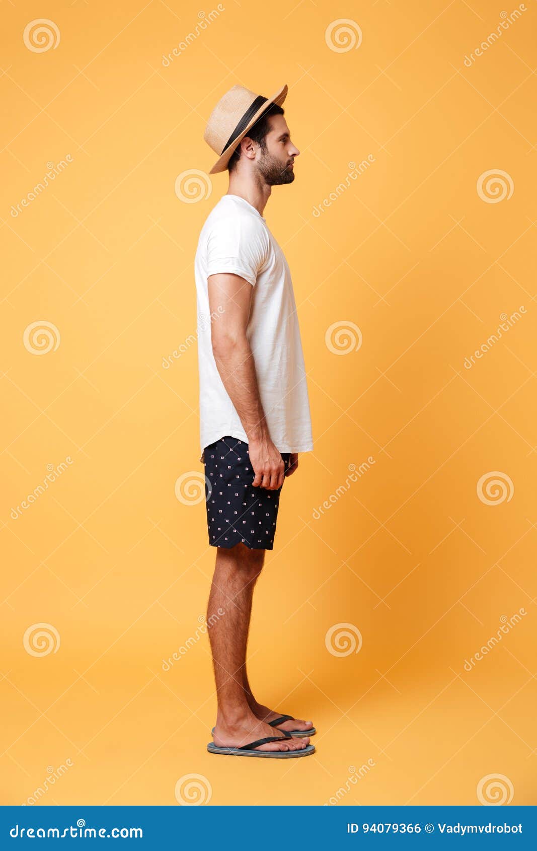 Side View of Man in Summer Clothes Isolated Stock Photo - Image of ...
