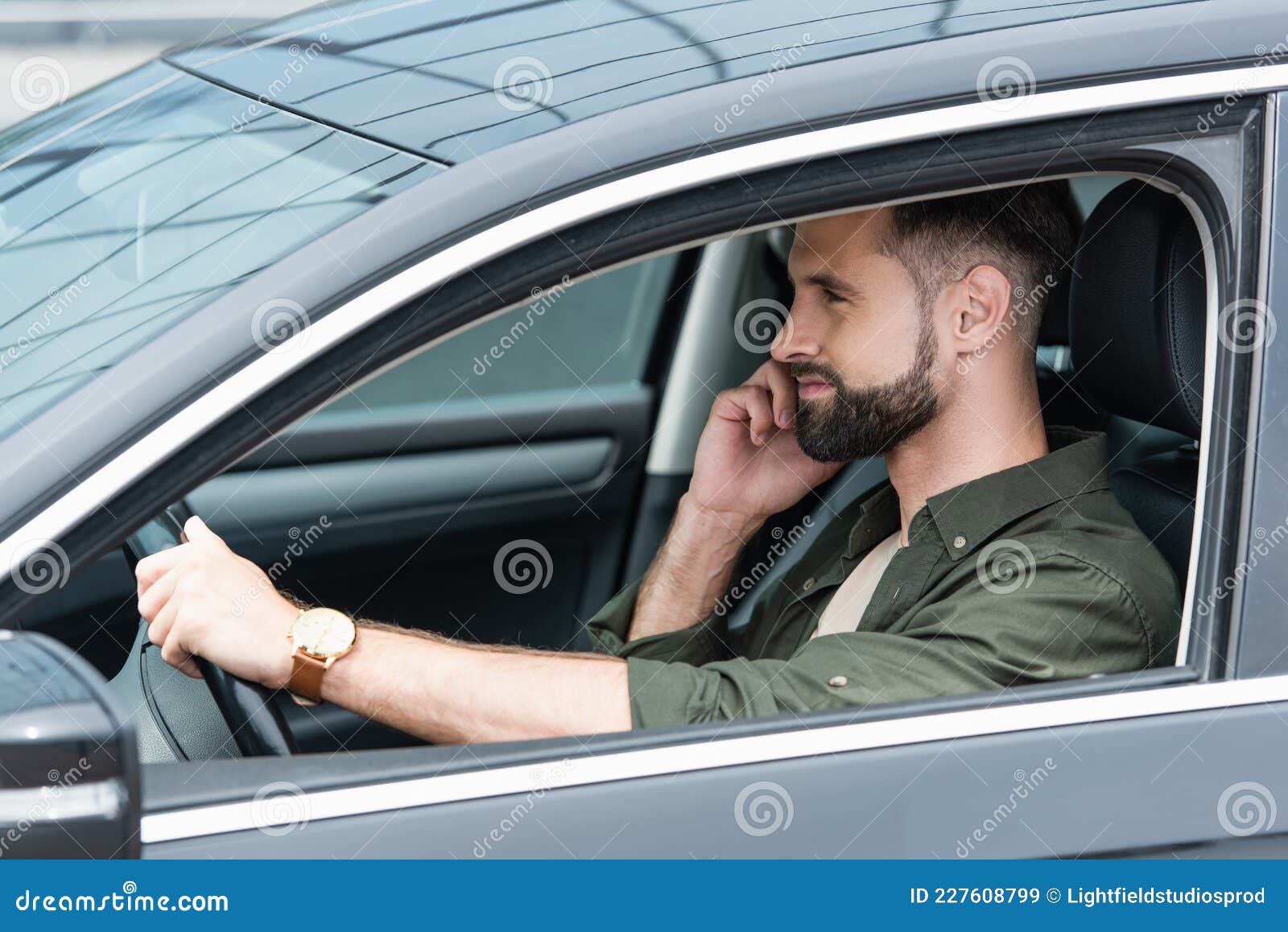 Side View of Man Talking on Stock Image - Image of phone, cellphone ...
