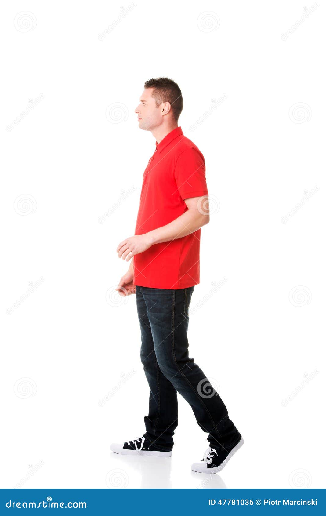Side View of a Man Walking Forward Stock Photo - Image of human ...