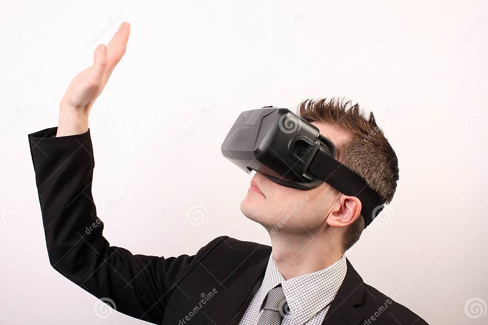Side View Of A Man Wearing A Vr Virtual Reality Oculus Rift 3d Headset