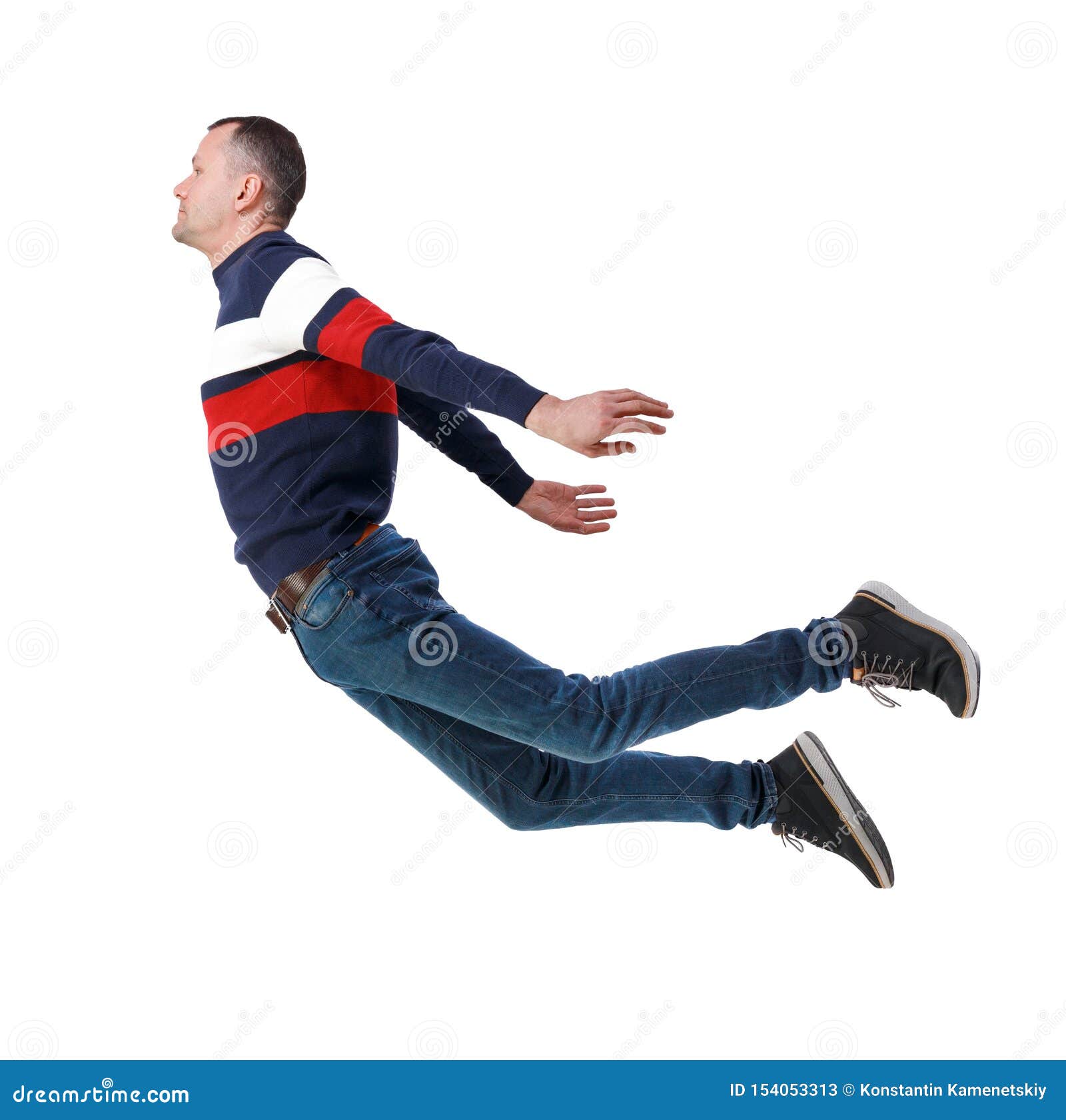 Side View of Man in Zero Gravity or a Fall Stock Image - Image of ...