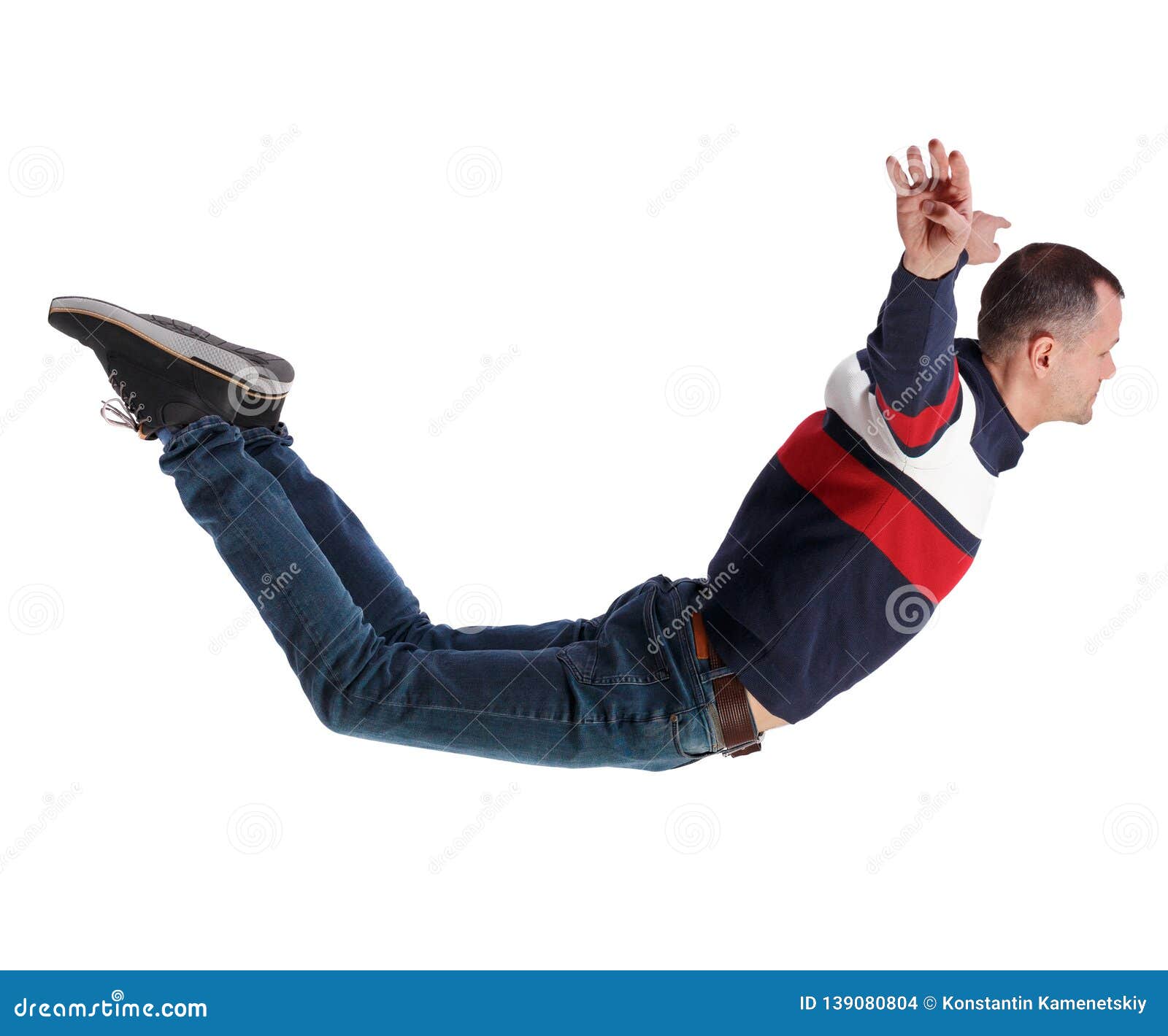 Side View of Man in Zero Gravity or a Fall Stock Photo - Image of funny ...