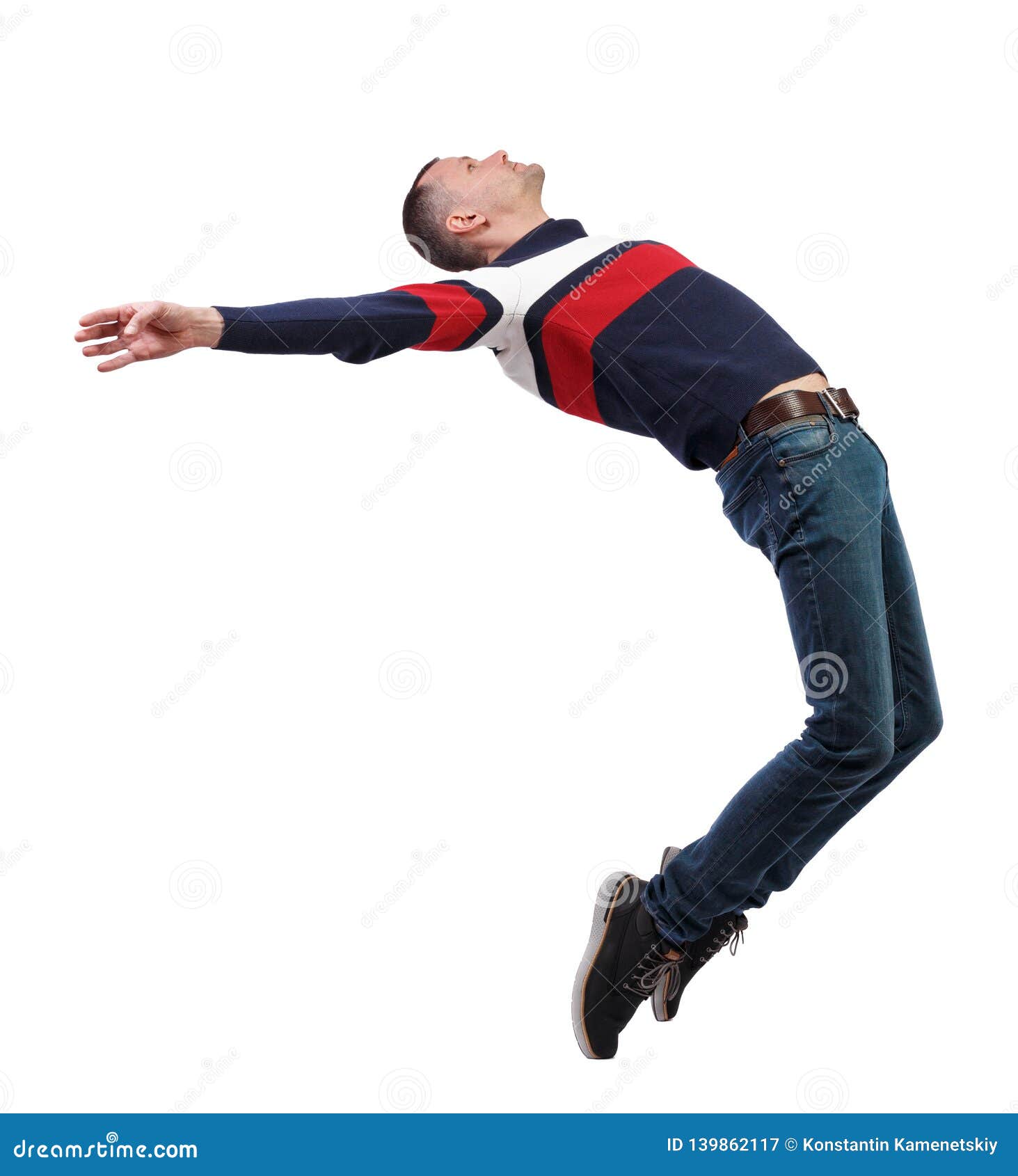 Side View of Man in Zero Gravity or a Fall Stock Image - Image of male ...
