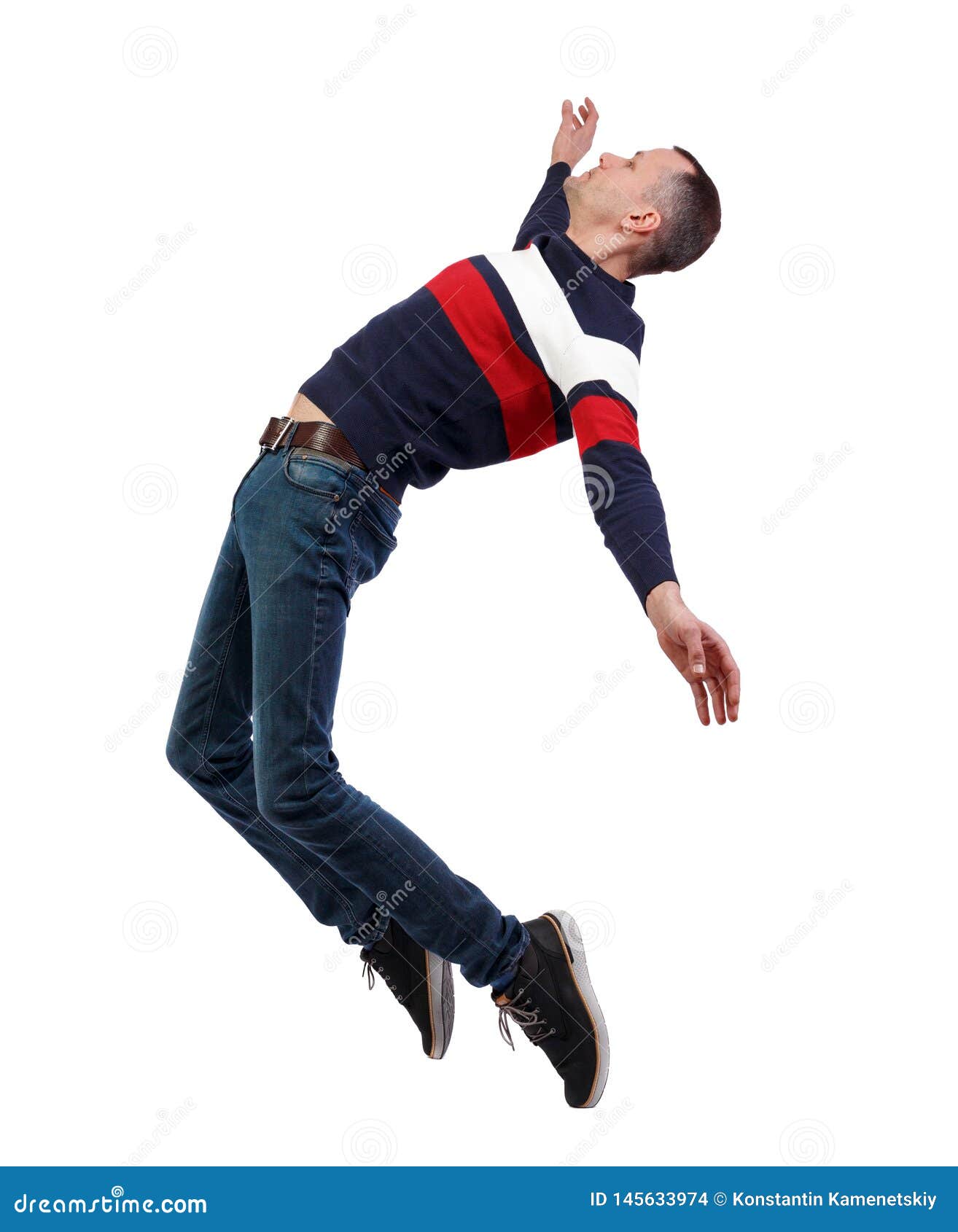 Side View of Man in Zero Gravity or a Fall Stock Photo - Image of ...