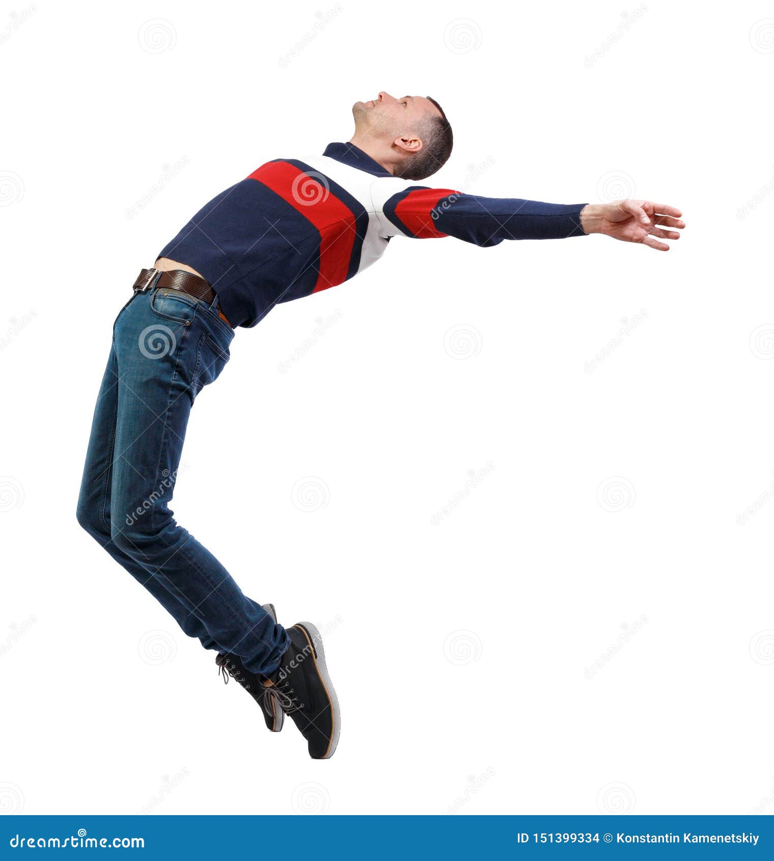 Side View of Man in Zero Gravity or a Fall Stock Photo - Image of ...
