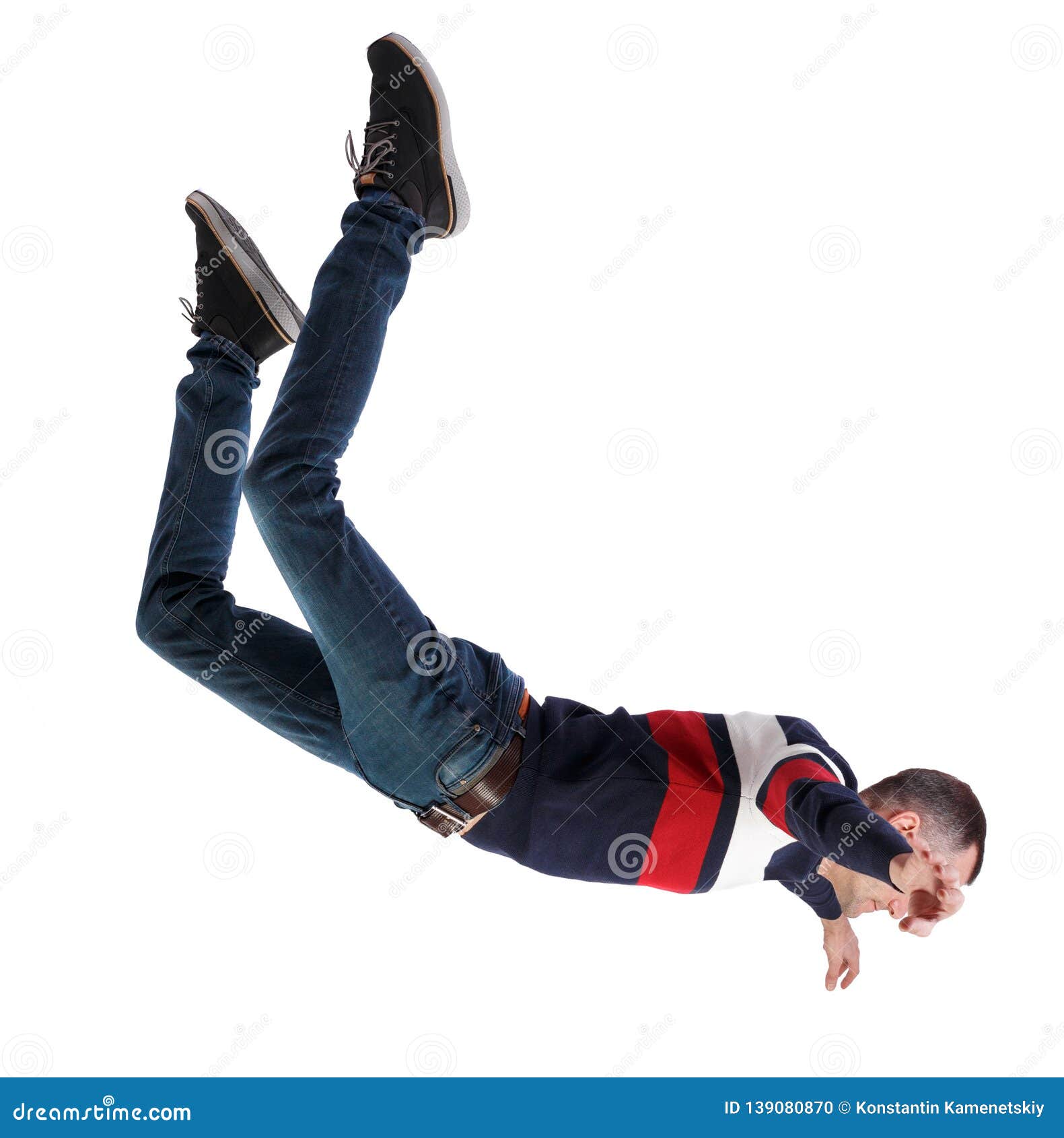 Side View of Man in Zero Gravity or a Fall Stock Photo - Image of ...