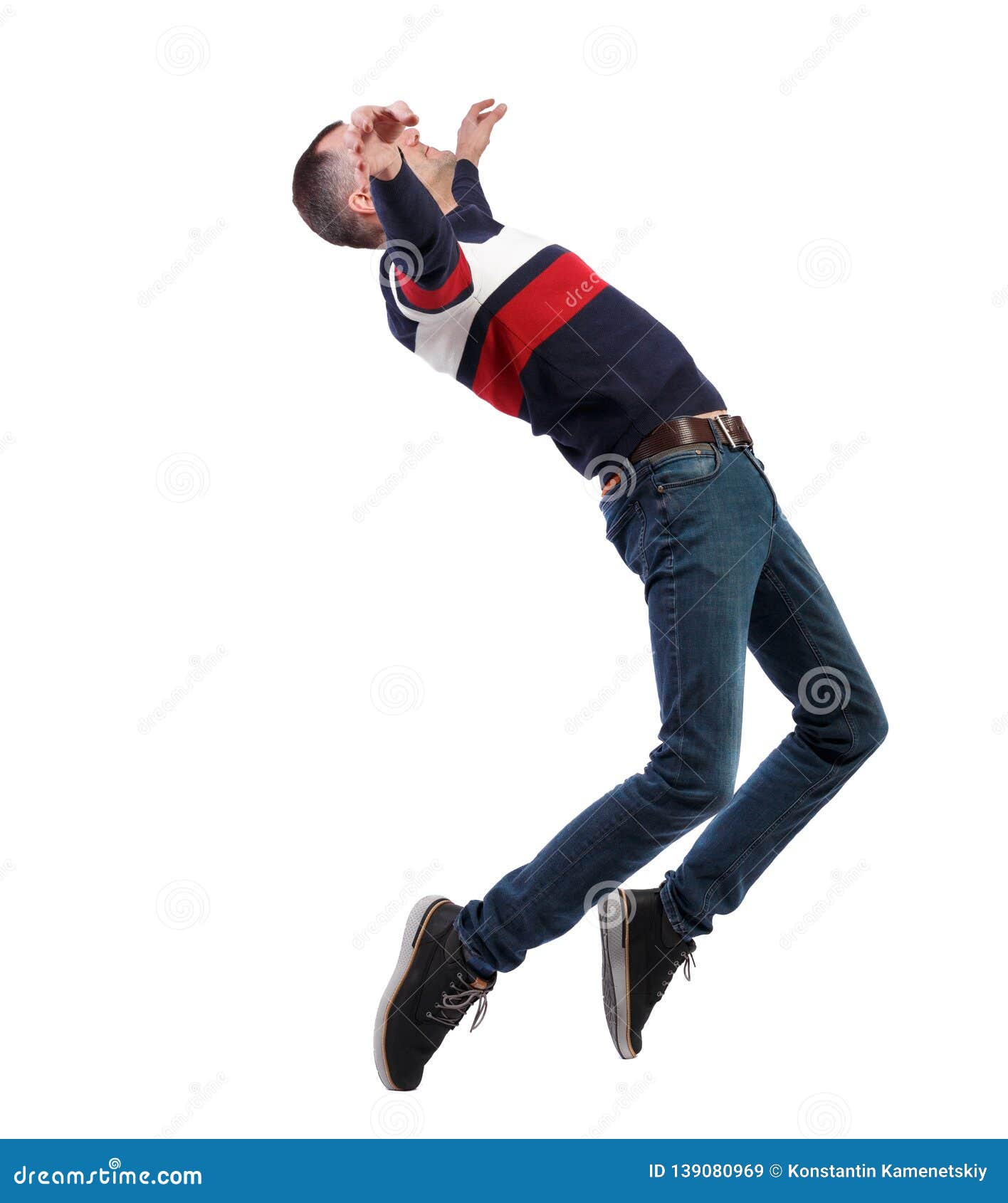 Side View of Man in Zero Gravity or a Fall Stock Image - Image of ...