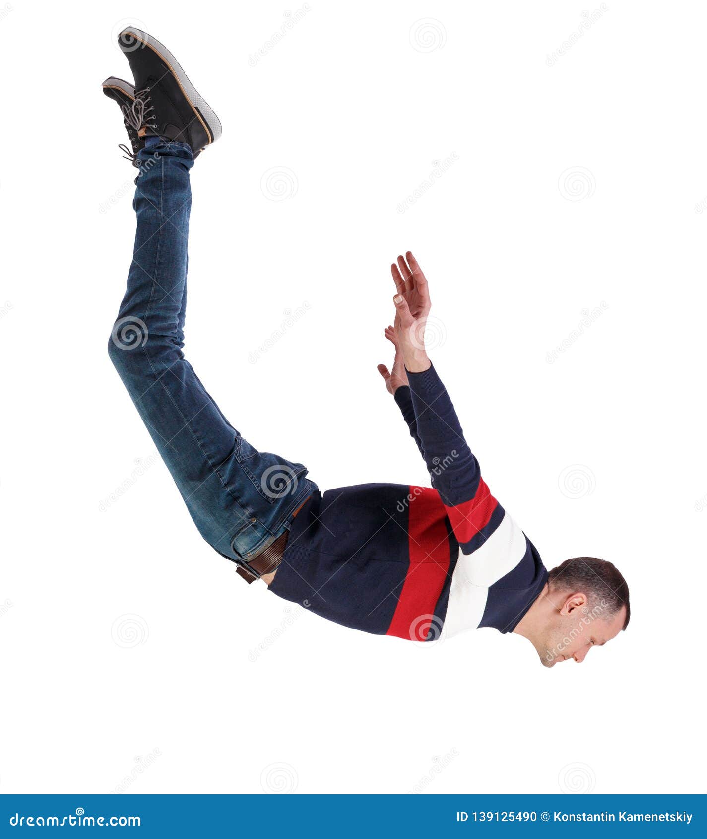Side View of Man in Zero Gravity or a Fall Stock Photo - Image of ...