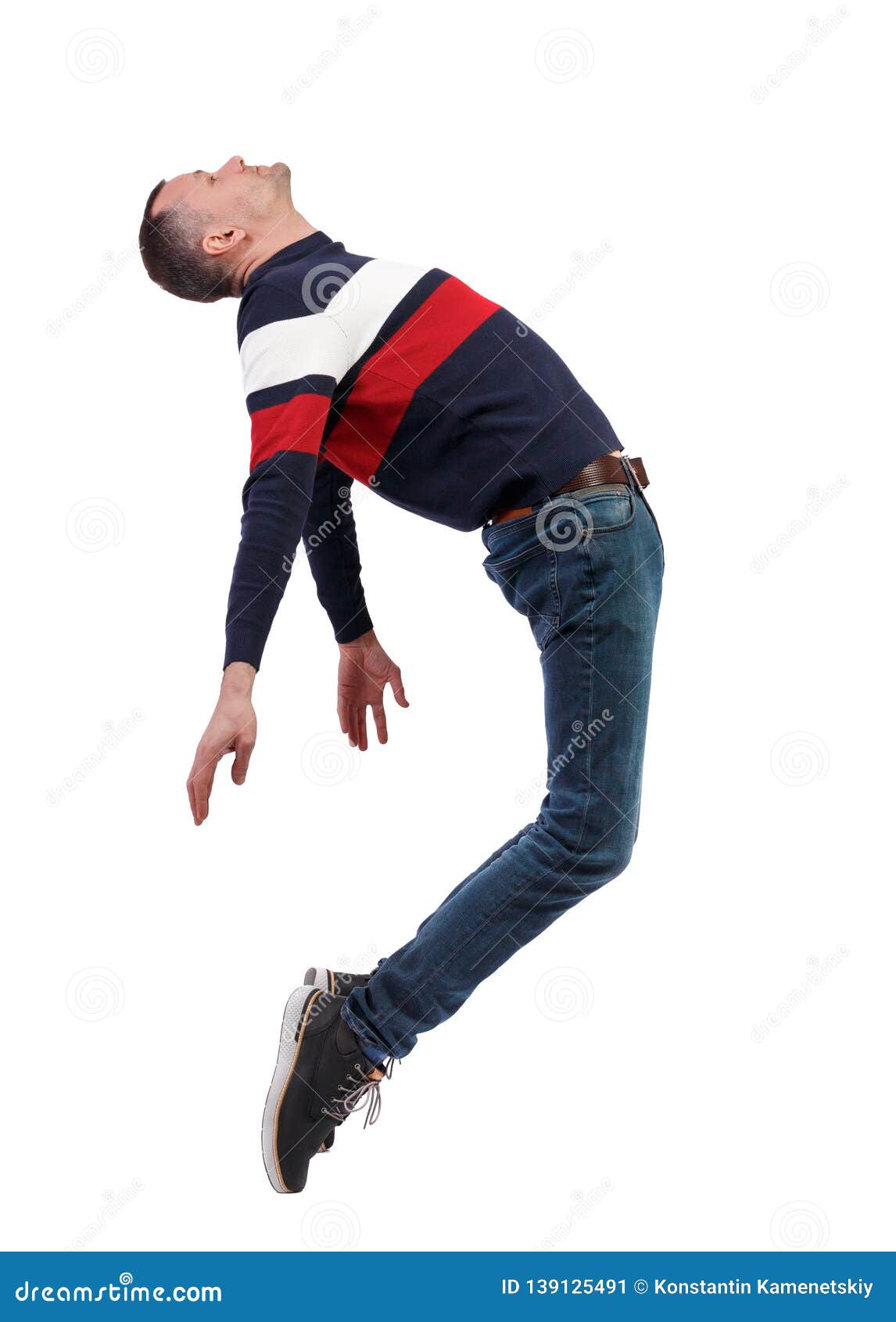 Side View of Man in Zero Gravity or a Fall Stock Image - Image of male ...