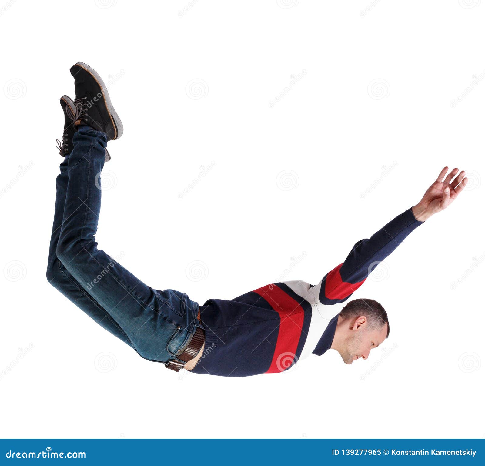 Side View of Man in Zero Gravity or a Fall Stock Image - Image of ...