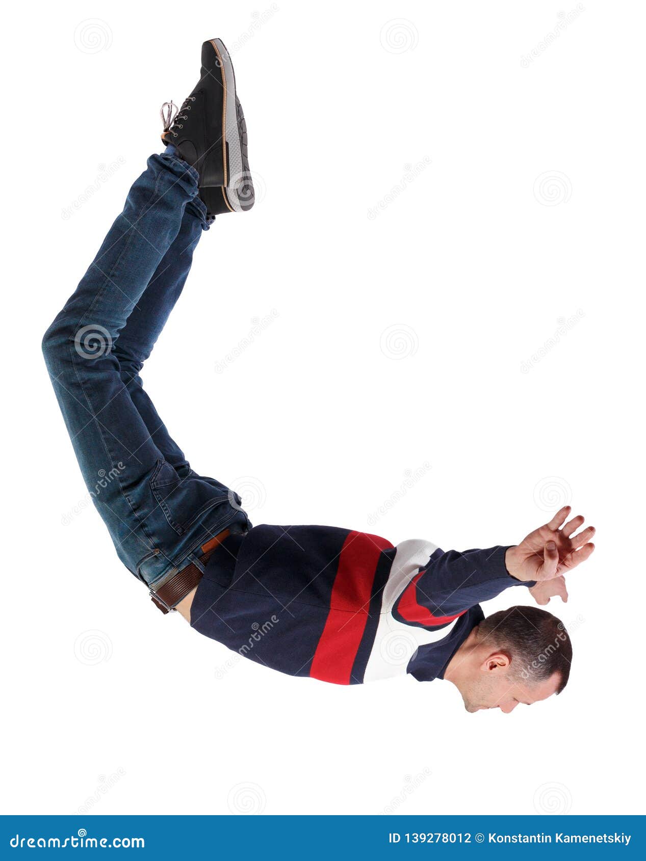 Side View of Man in Zero Gravity or a Fall Stock Photo - Image of male ...