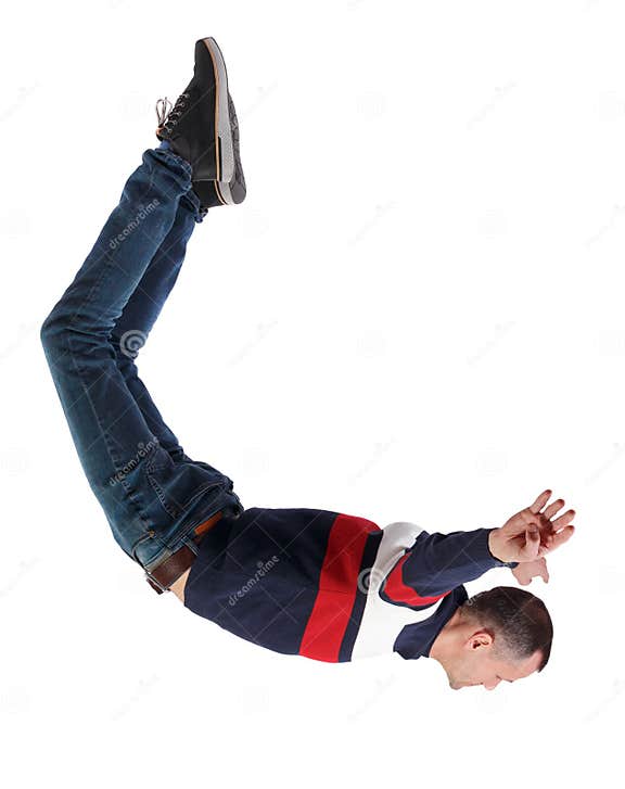 Side View of Man in Zero Gravity or a Fall Stock Photo - Image of male ...