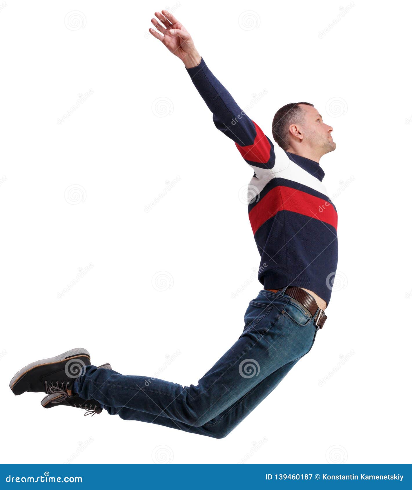 Side View of Man in Zero Gravity or a Fall Stock Image - Image of ...