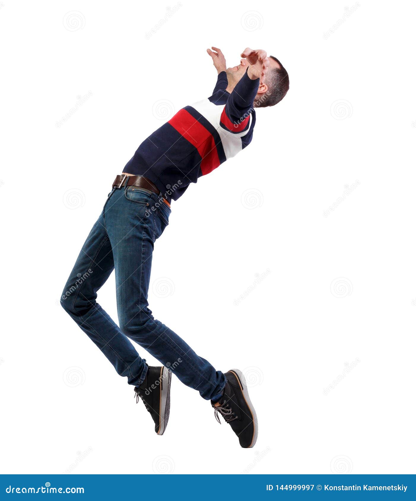 Side View of Man in Zero Gravity or a Fall Stock Image - Image of ...