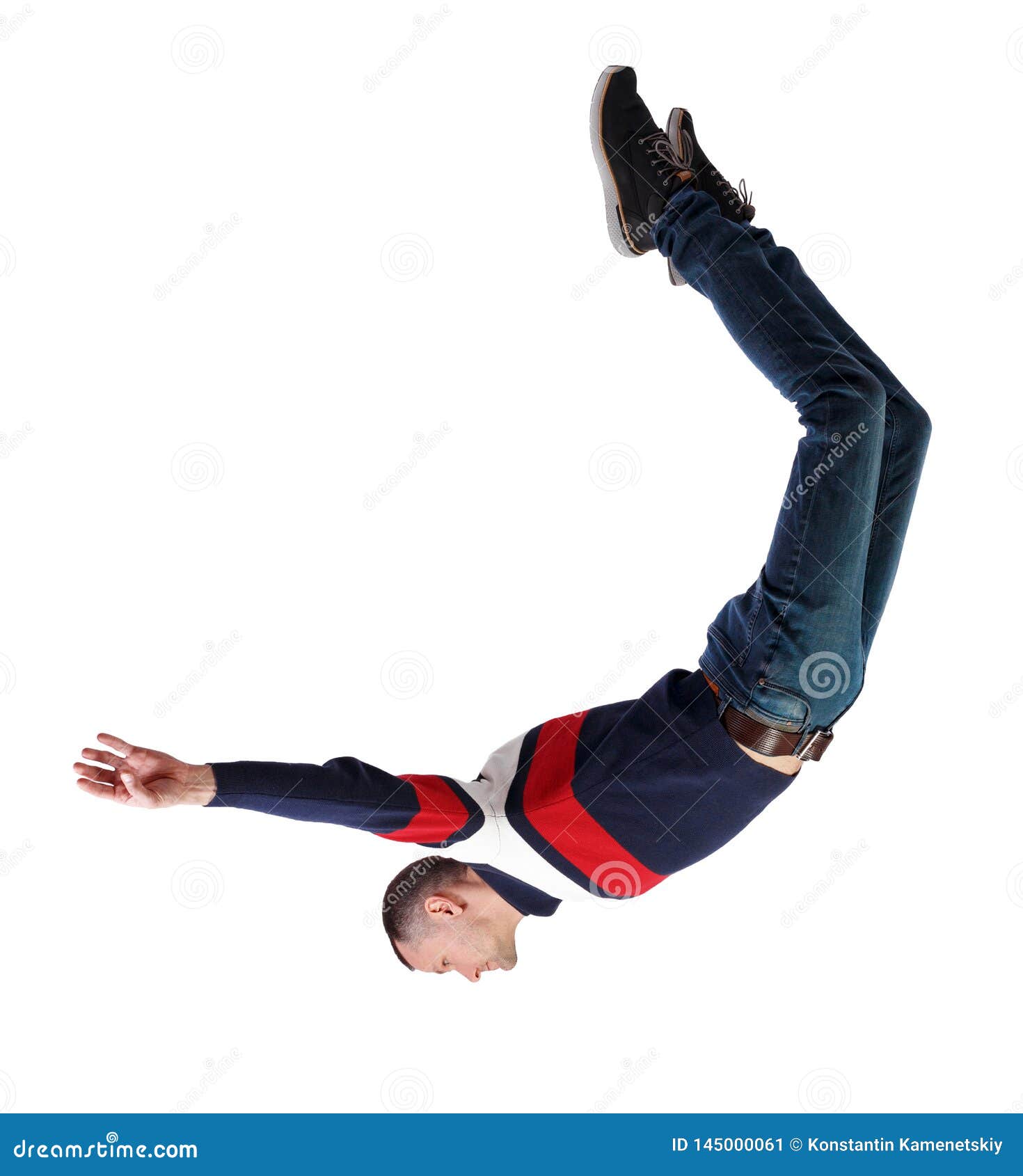 Side View of Man in Zero Gravity or a Fall Stock Image - Image of human ...