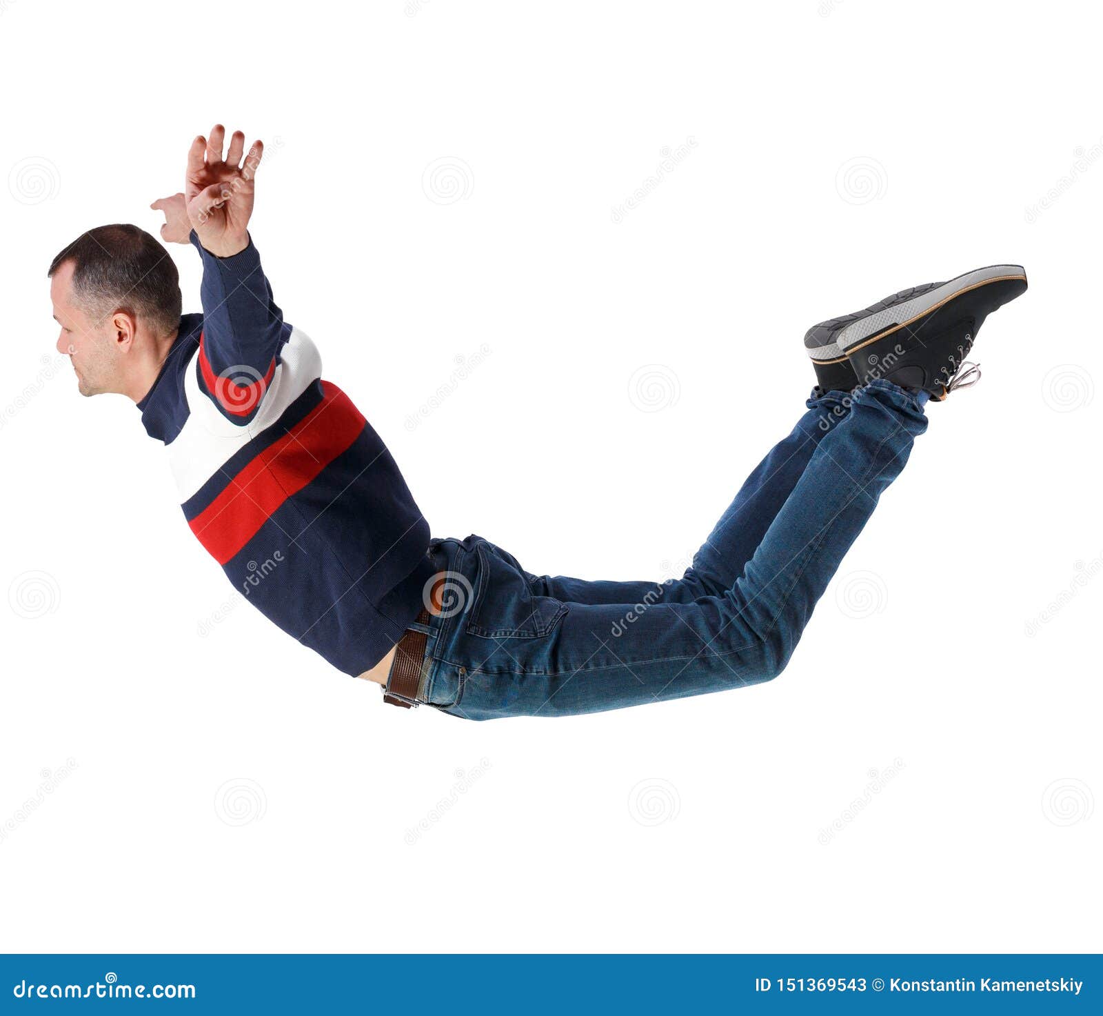 Side View of Man in Zero Gravity or a Fall Stock Image - Image of human ...