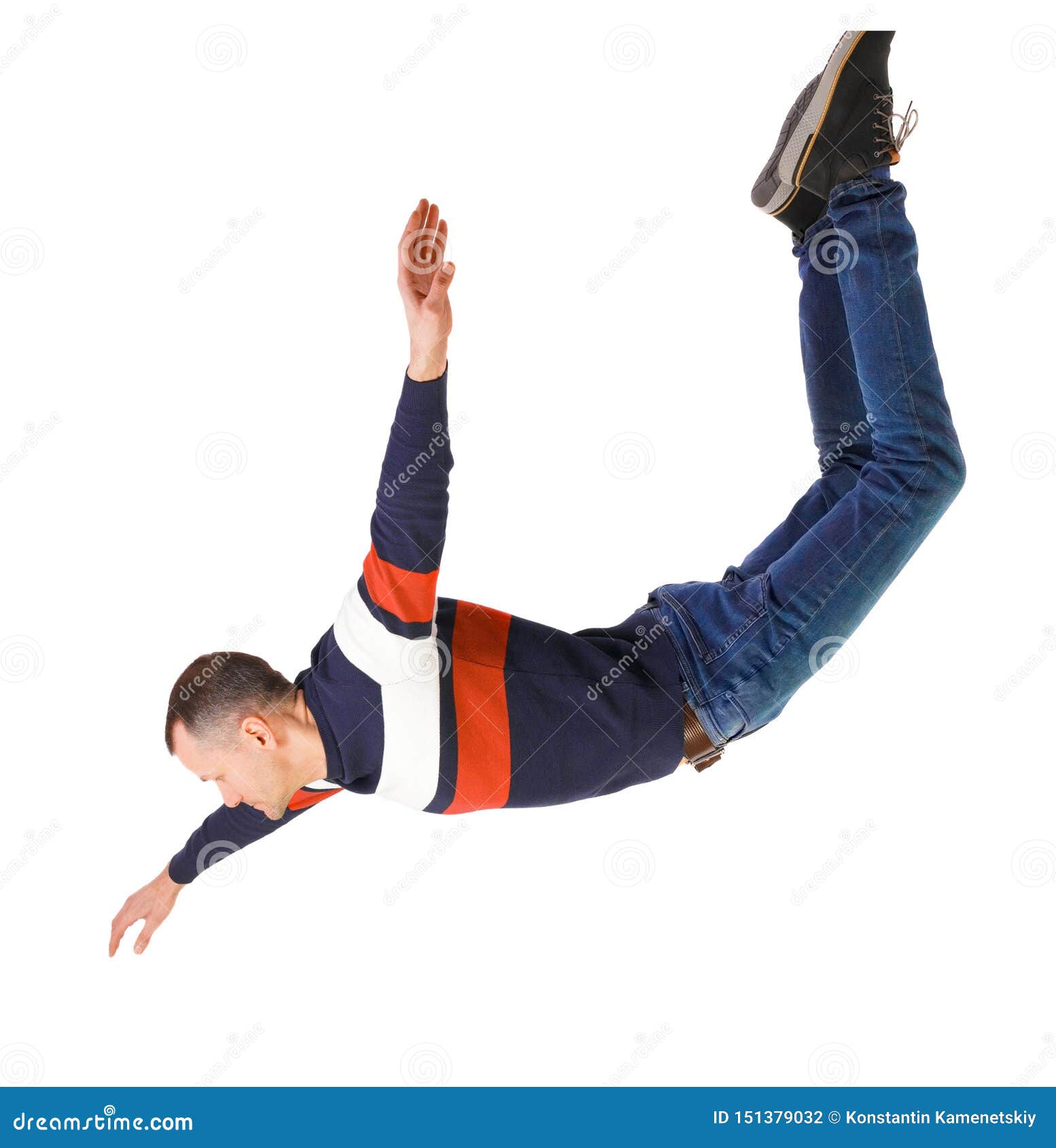Side View of Man in Zero Gravity or a Fall Stock Photo - Image of ...