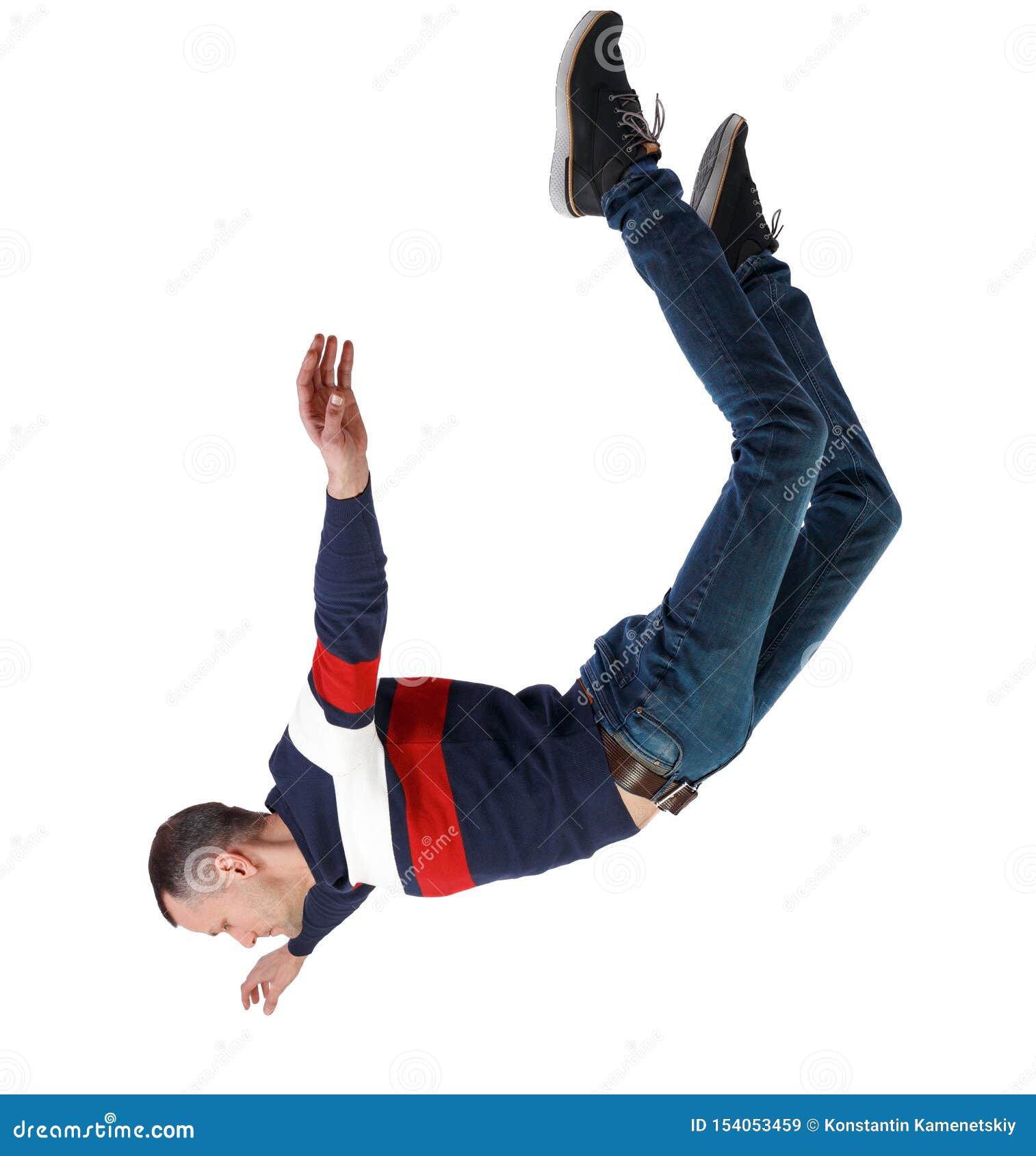 Side View of Man in Zero Gravity or a Fall Stock Image - Image of human ...
