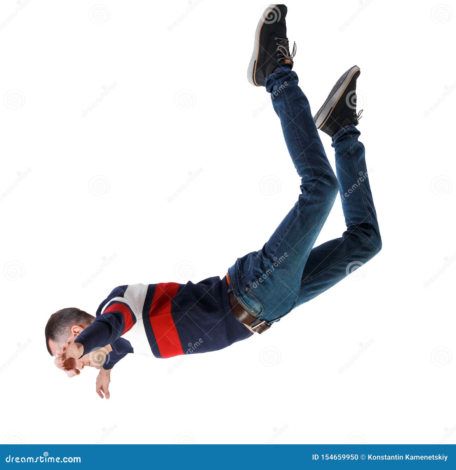 Side View of Man in Zero Gravity or a Fall Stock Photo - Image of ...