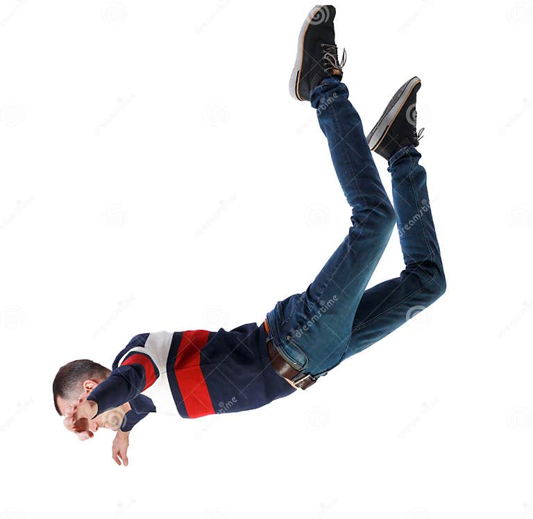 Side View of Man in Zero Gravity or a Fall Stock Photo - Image of ...