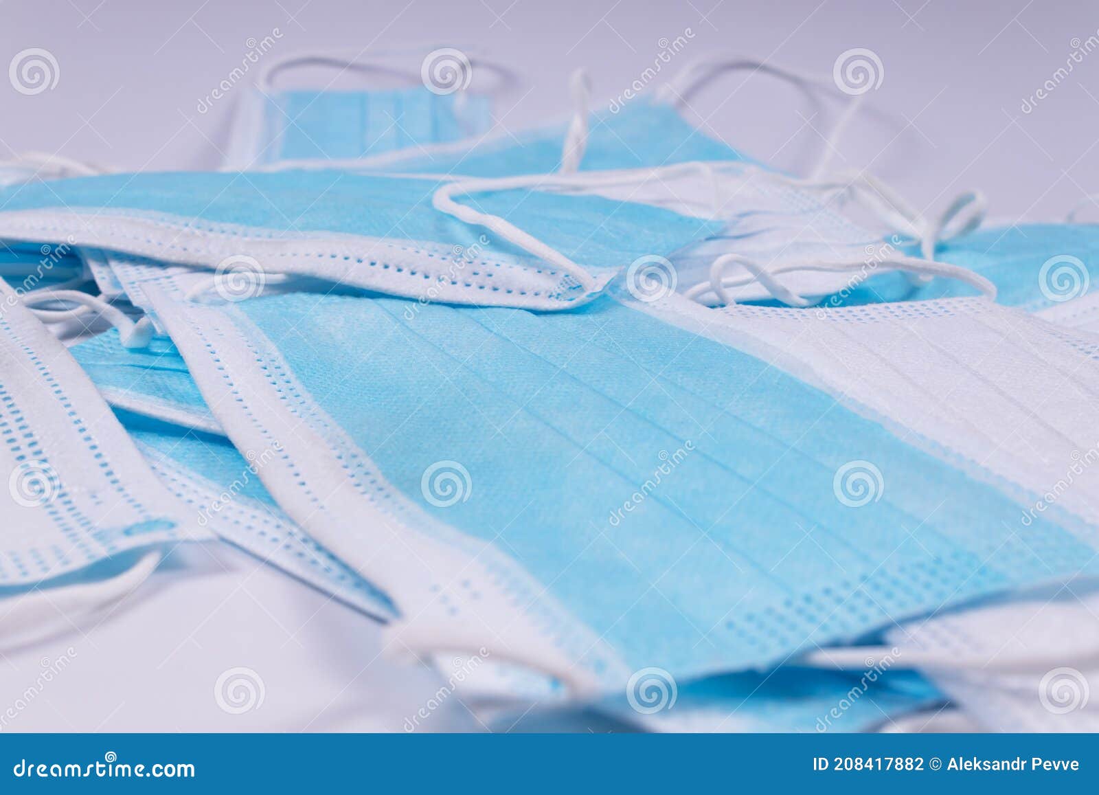 Side View of Many Blue Medical Masks Stock Photo - Image of protection ...