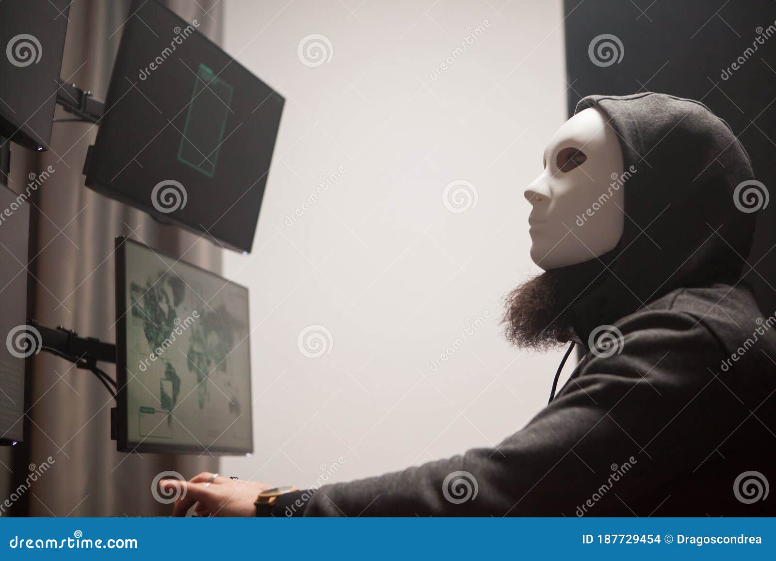 Side View of Masked and Dangerous Hacker Stock Photo - Image of cyber ...