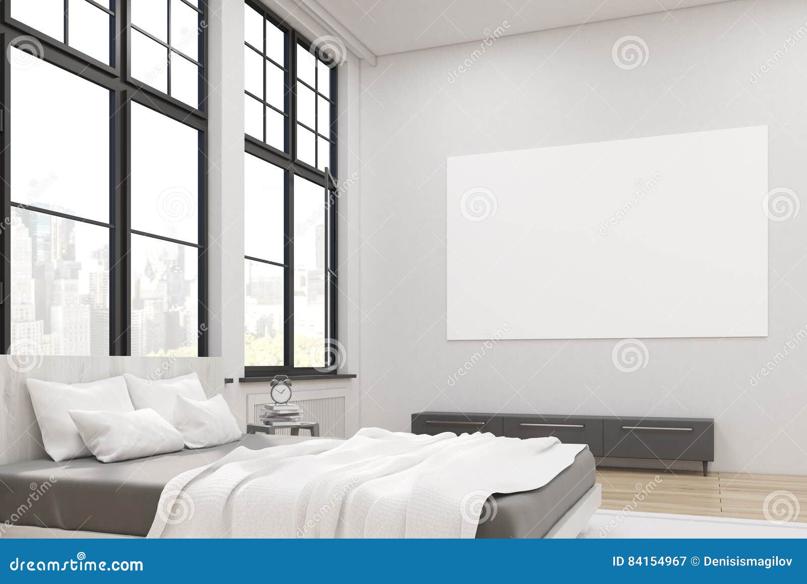 Side View of a Master Bedroom with a Bed. Stock Illustration ...