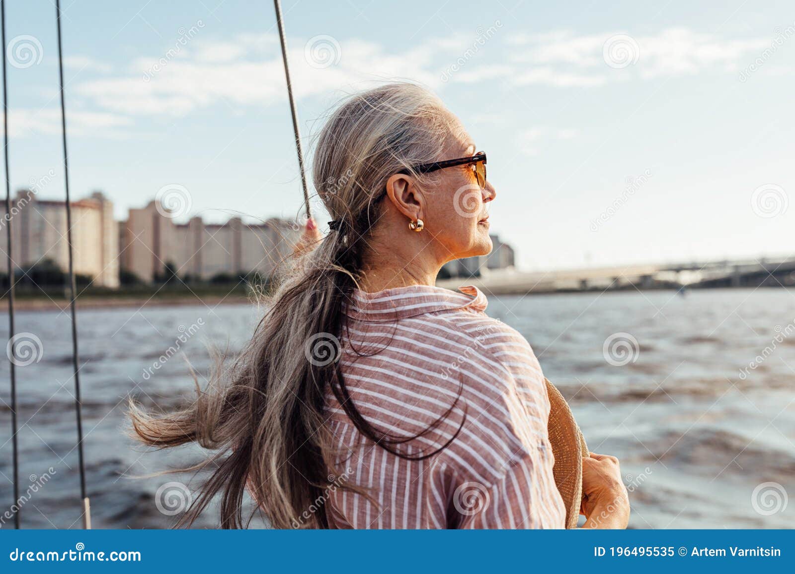 Side View Of Mature Woman Wearing Sunglasses Stock Image Image Of
