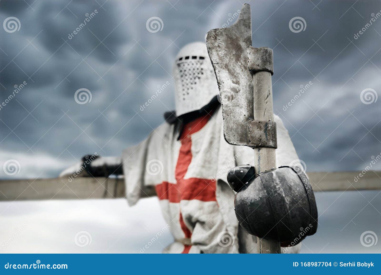 Crusader in Armor Holding Axe. Stock Photo - Image of battle, crusader ...