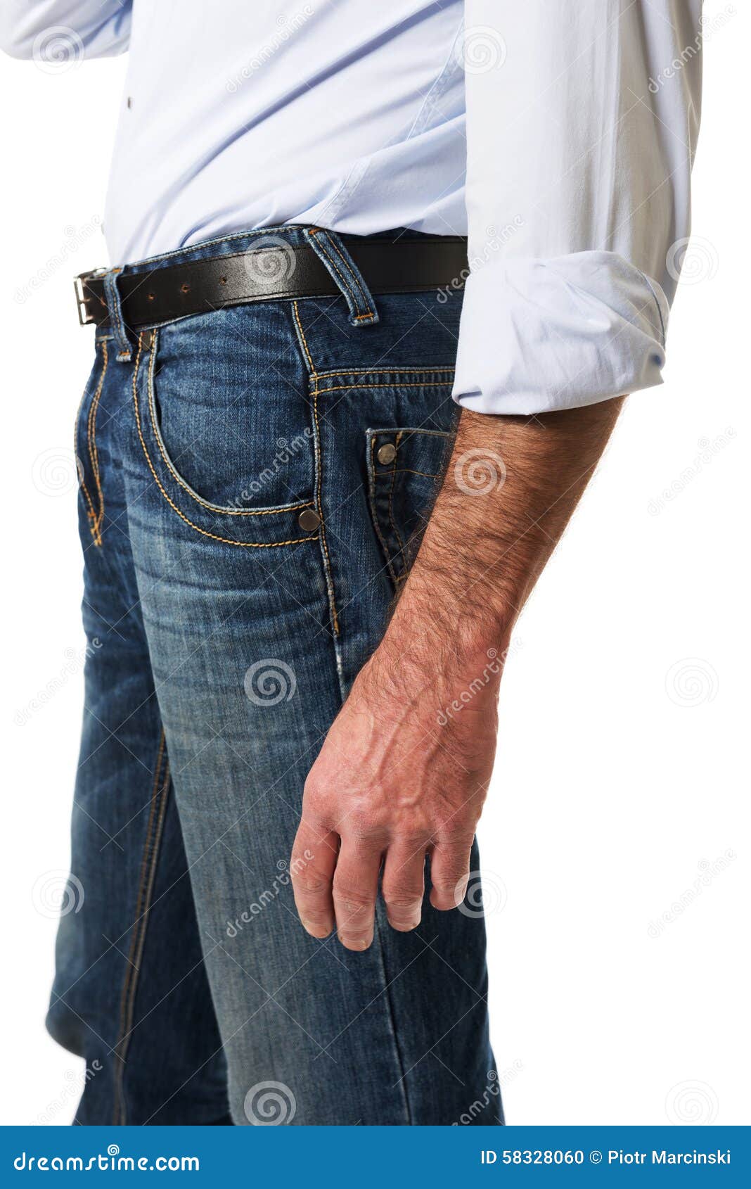 Side View of a Men in Jeans Trousers Stock Photo - Image of close ...