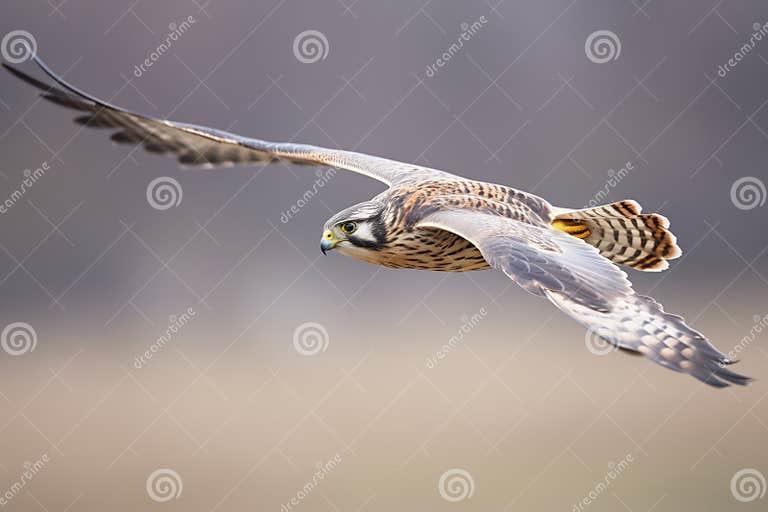 Side View of a Merlin Accelerating in Flight Stock Image - Image of ...