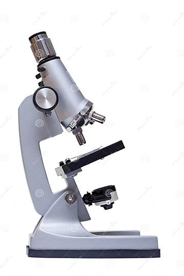 Side View of a Microscope Isolated on White Background Stock Image ...