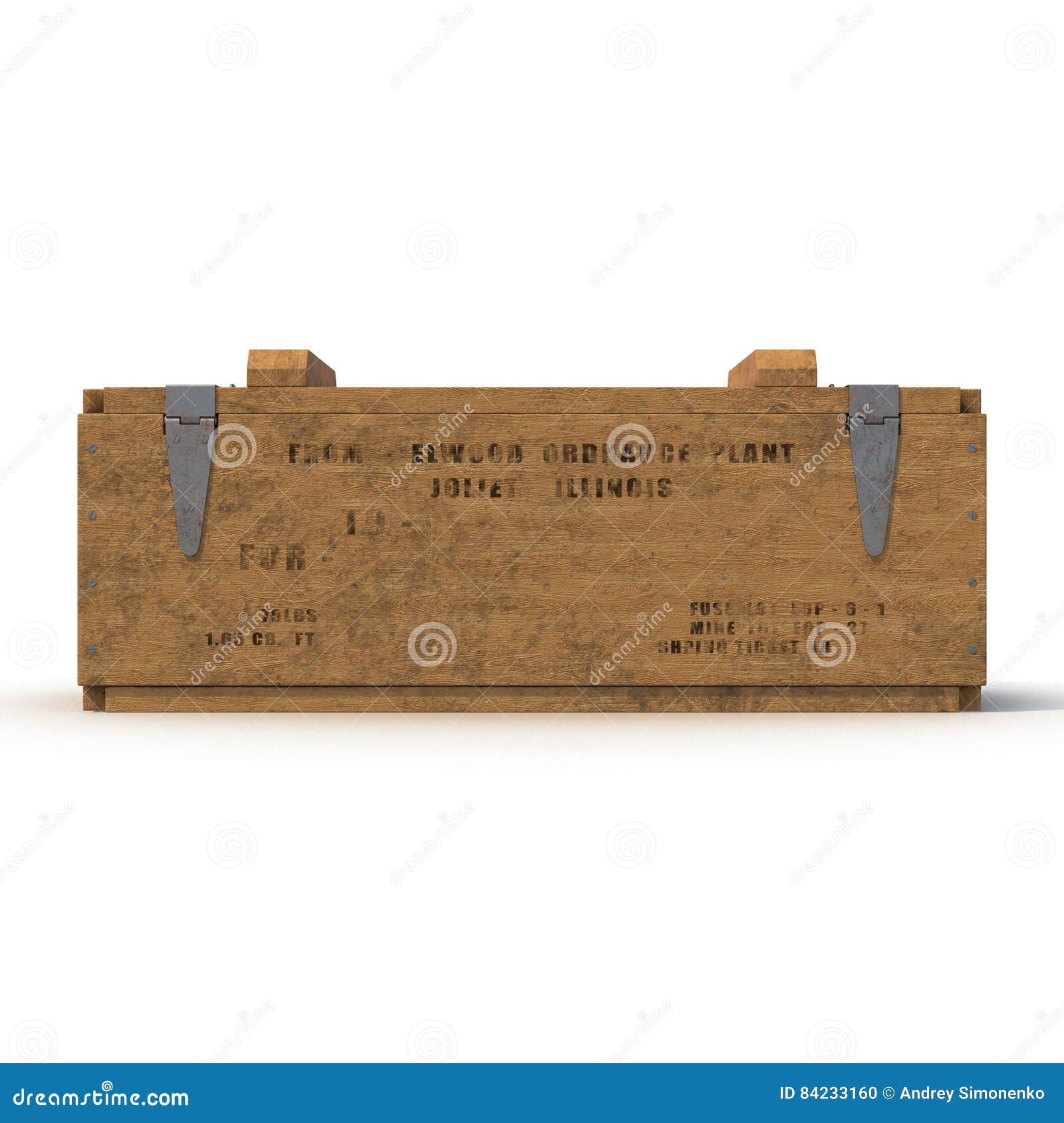 Side View Military Box with Explosive Isolated on White. 3D ...
