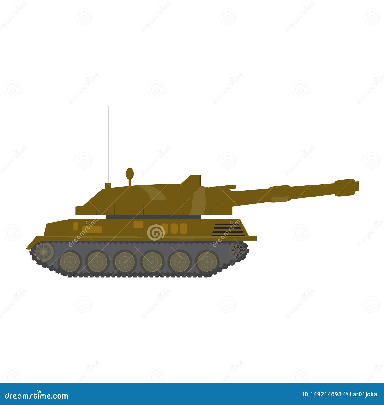 Side View of a Military War Tank Stock Vector - Illustration of cannon ...
