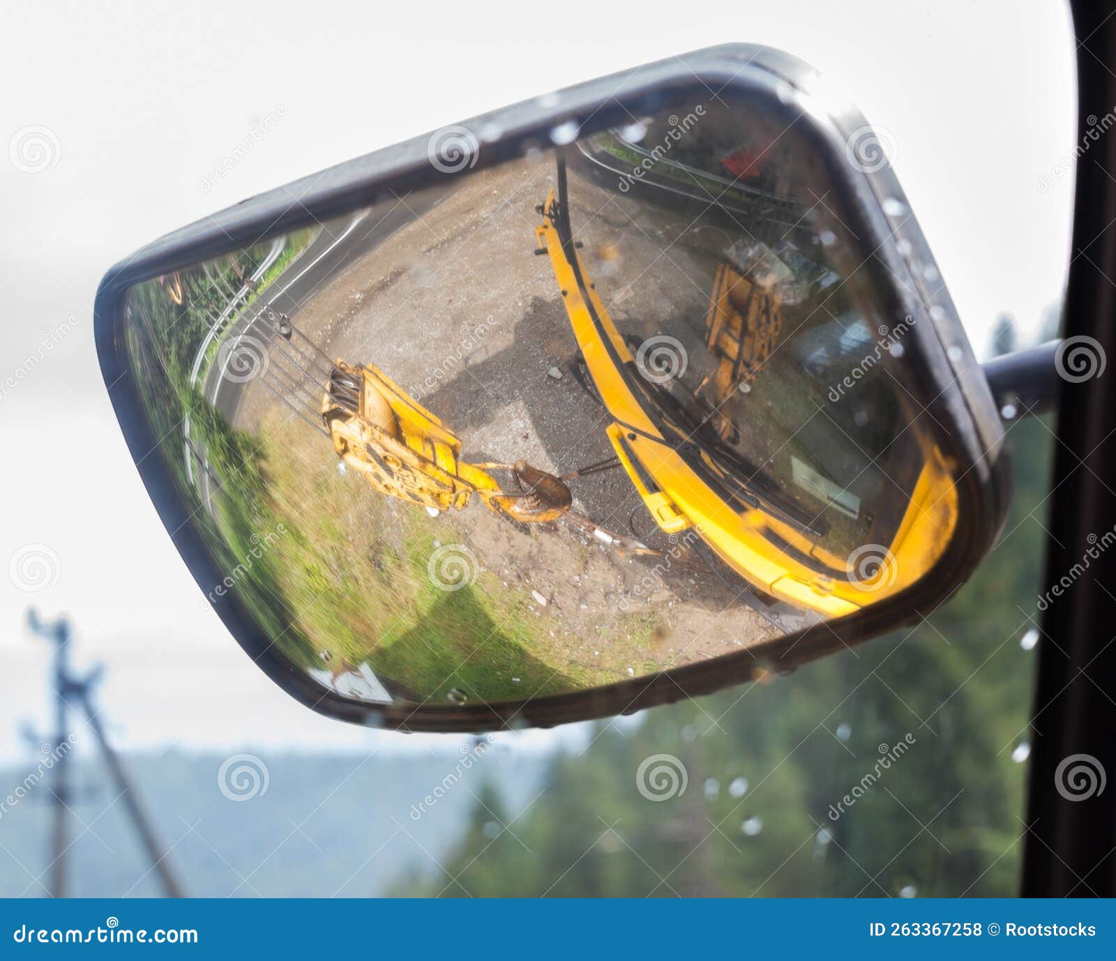 A Side-view Mirror of the Mobile Crane Stock Photo - Image of hang ...