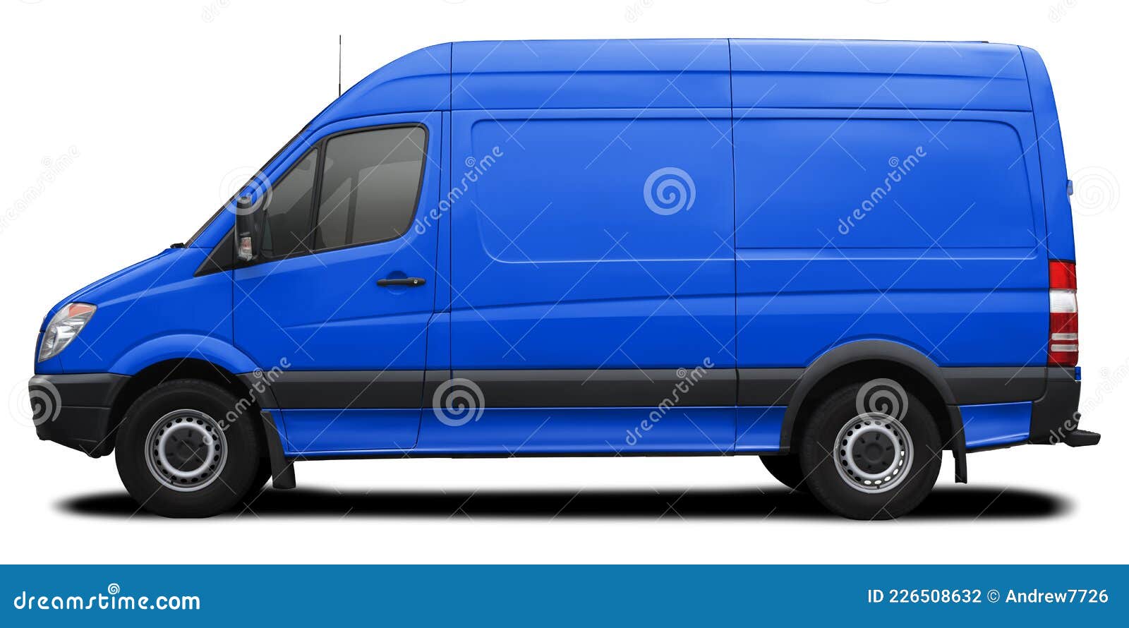 Side View of a Modern Blue American Cargo Minibus. Stock Photo - Image ...