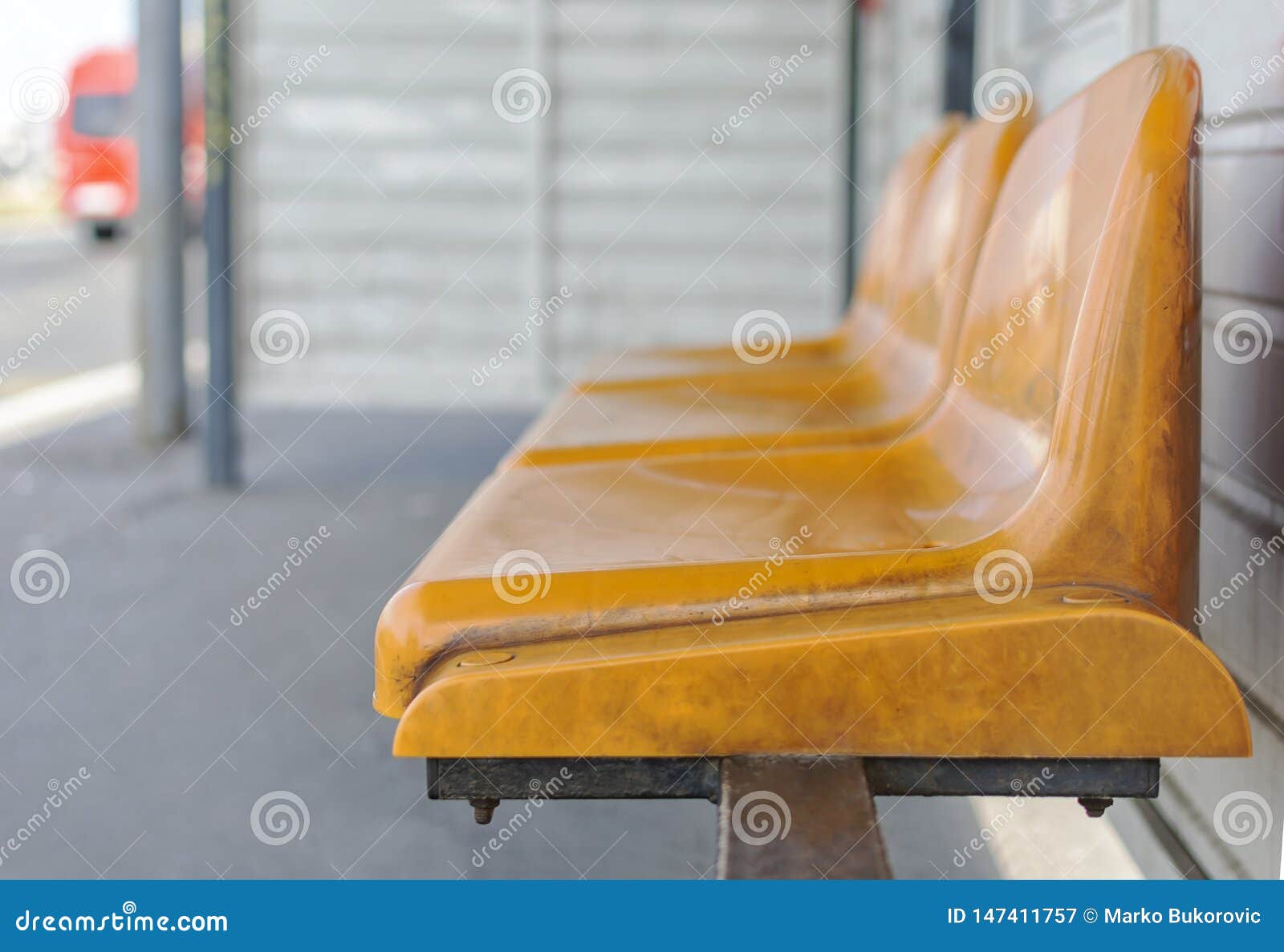Side View of Modern Bus Stop in the City Street Stock Image - Image of ...