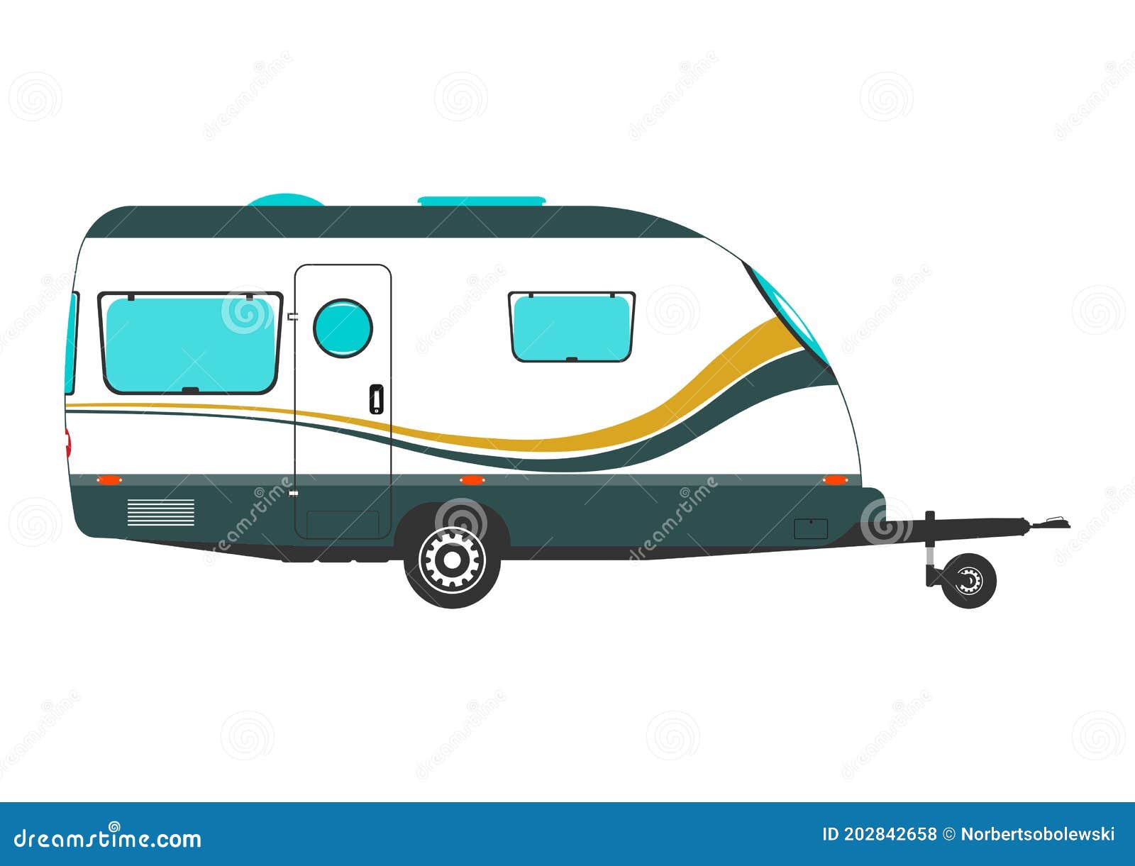 Side View of Modern Caravan Stock Vector - Illustration of outdoor ...