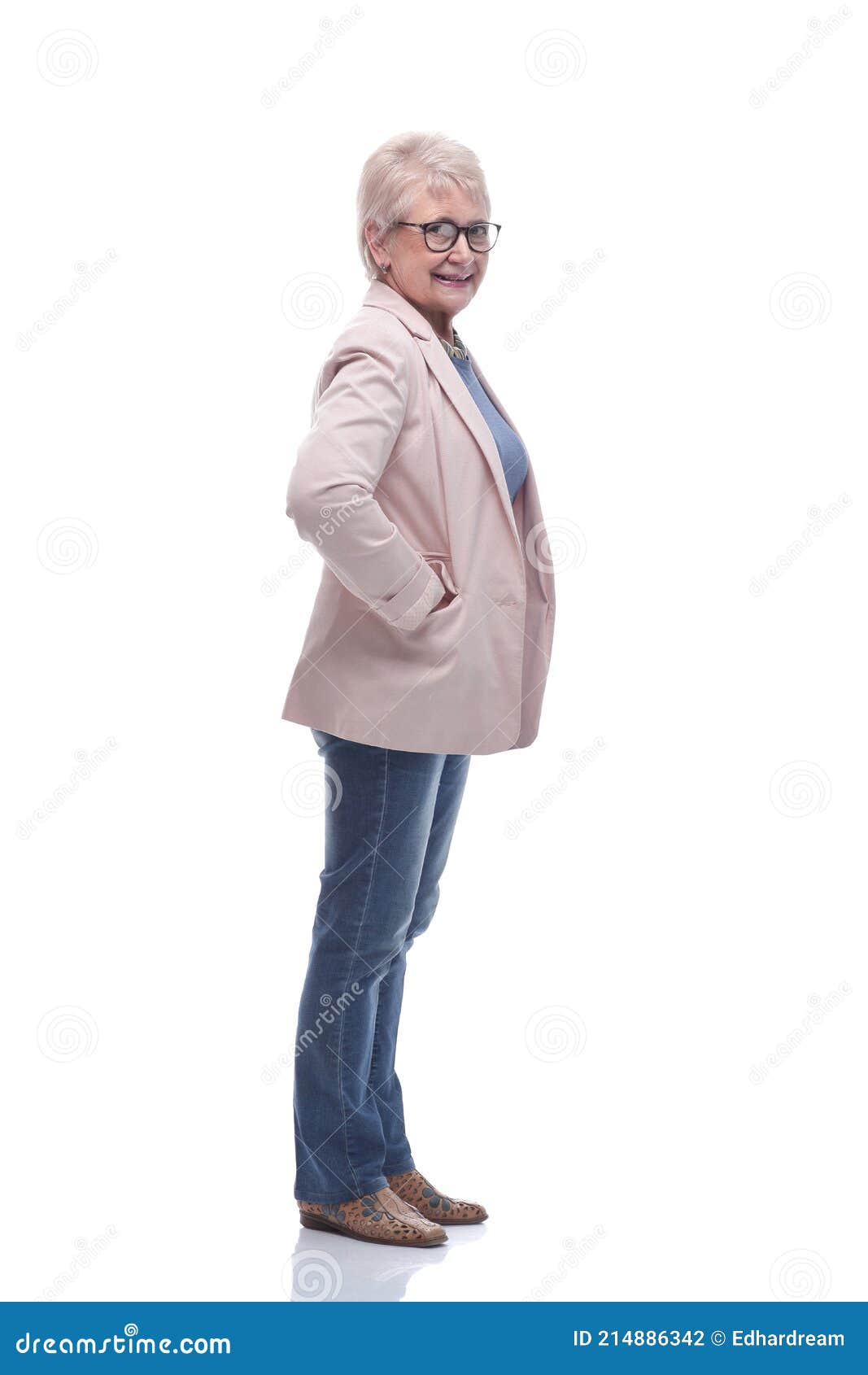 Side View. Modern Elderly Woman Looking Forward Stock Photo - Image of ...