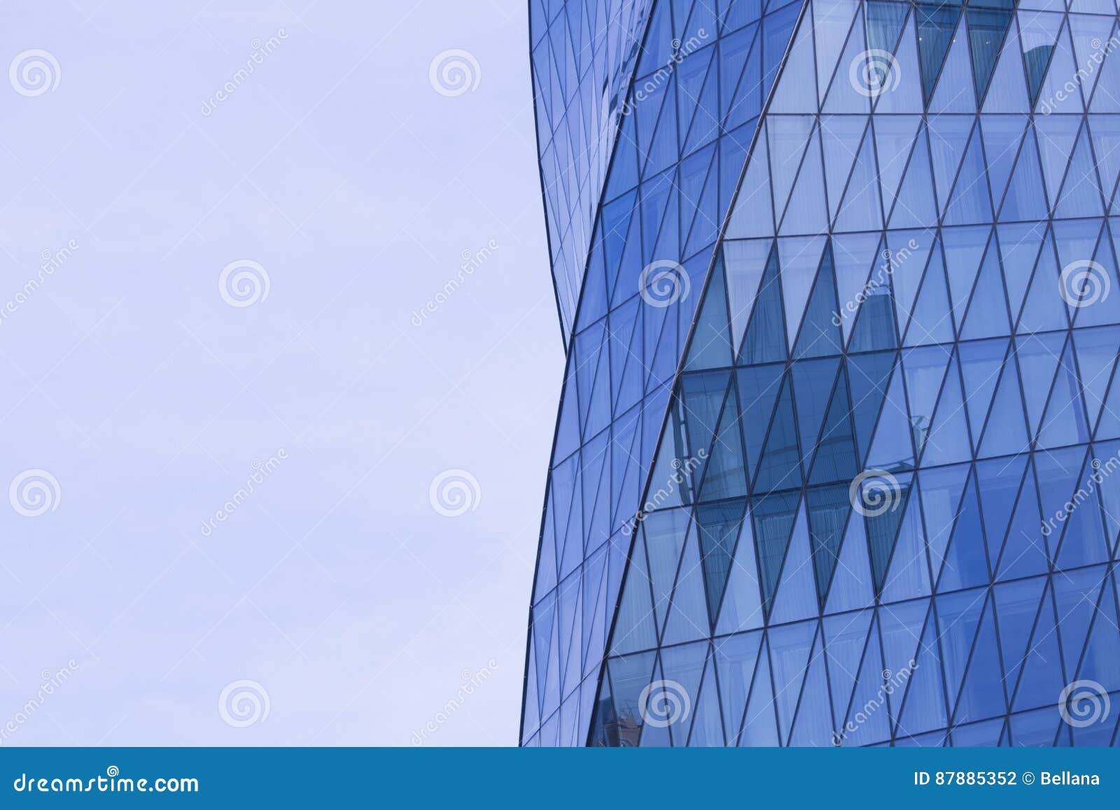 Side View of Modern Glass Skyscrapers with Reflection Stock Photo ...