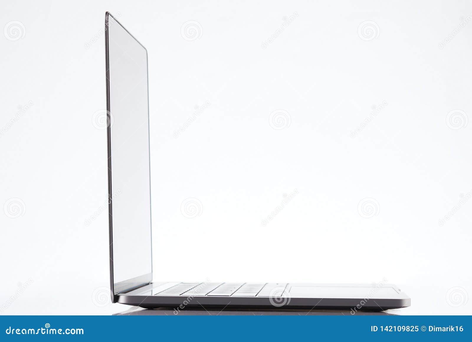 Side view of modern laptop stock image. Image of notebook - 142109825