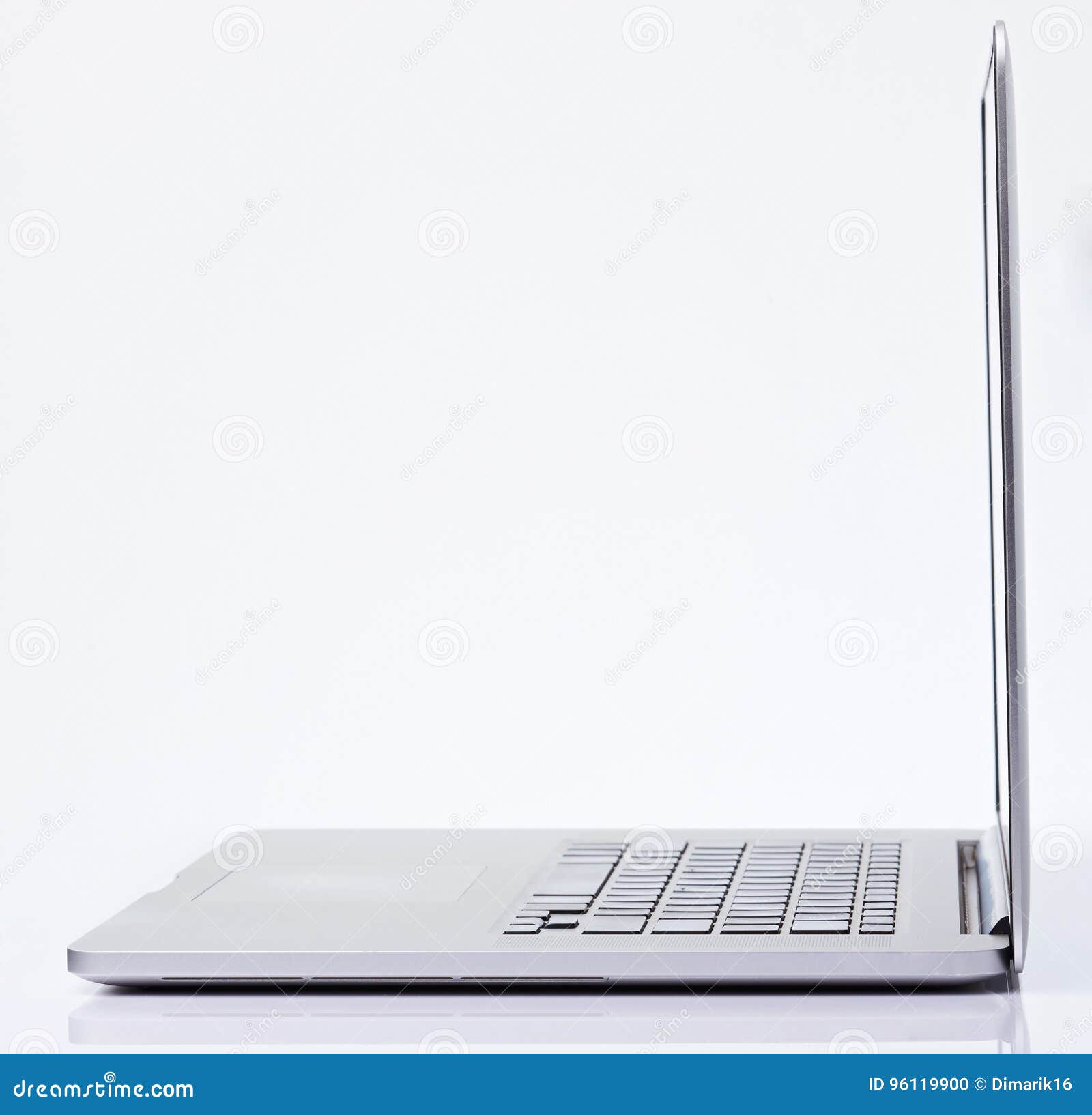 Side view of modern laptop stock photo. Image of office - 96119900