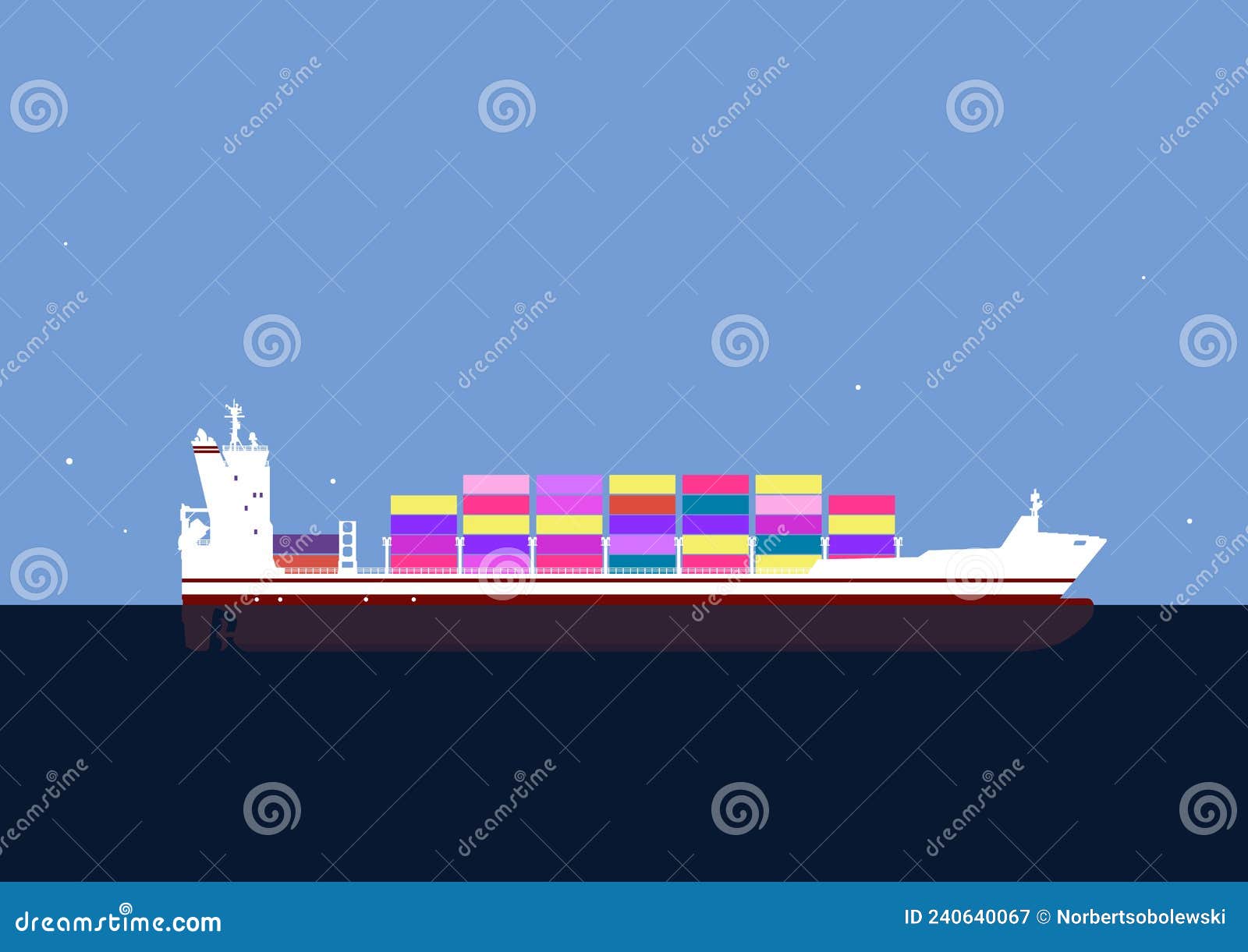 Modern Loaded Container Ship. Stock Vector - Illustration of isolated ...