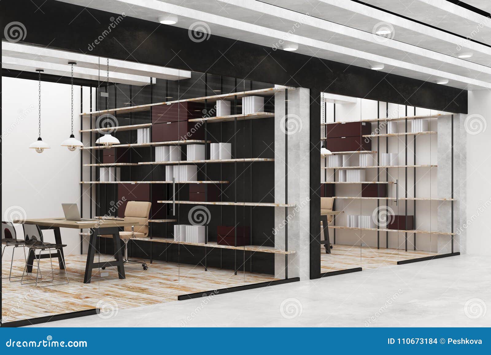 Modern office or library stock illustration. Illustration of ...